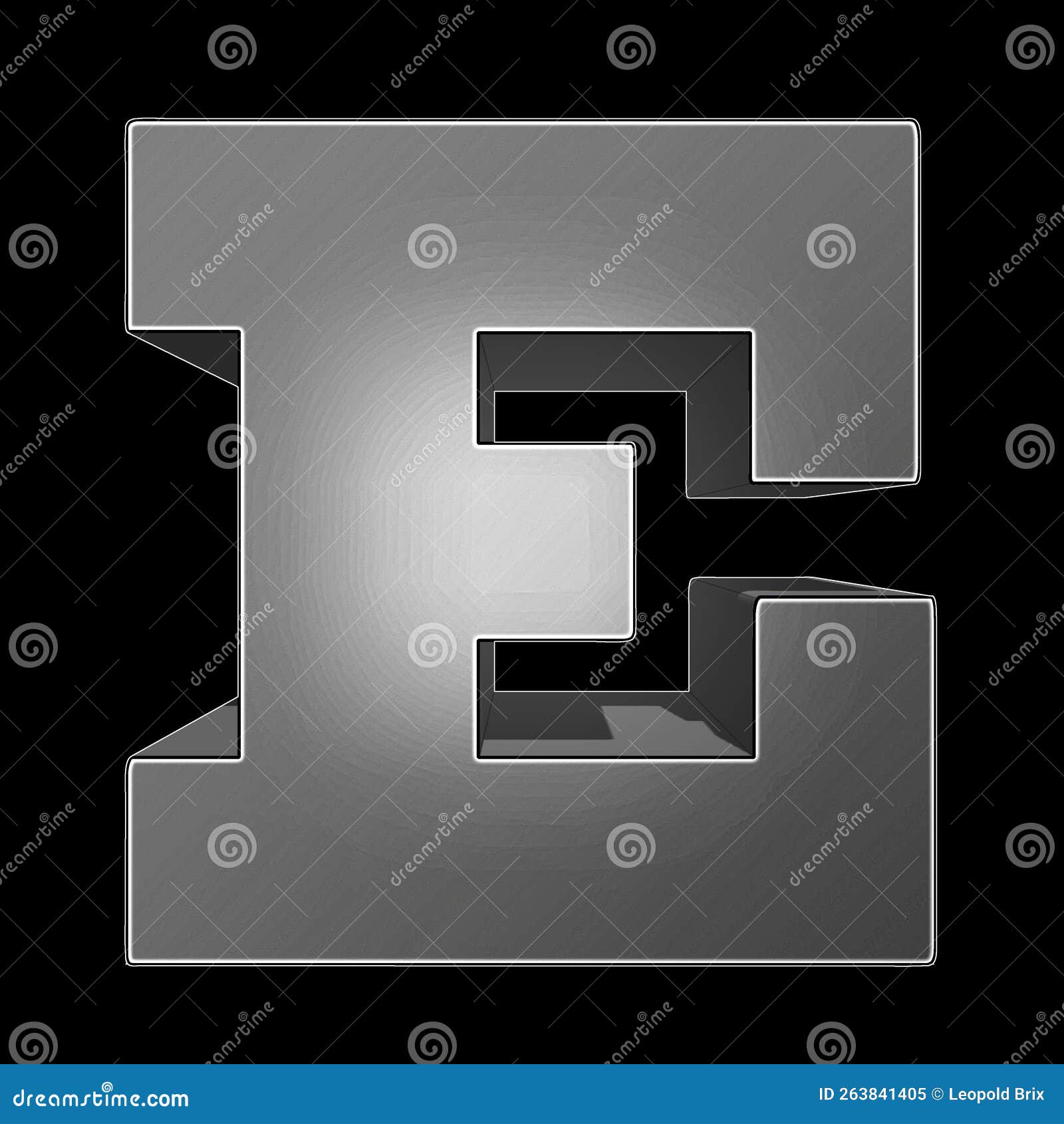 Capital letter E in 3D stock illustration. Illustration of lettering ...