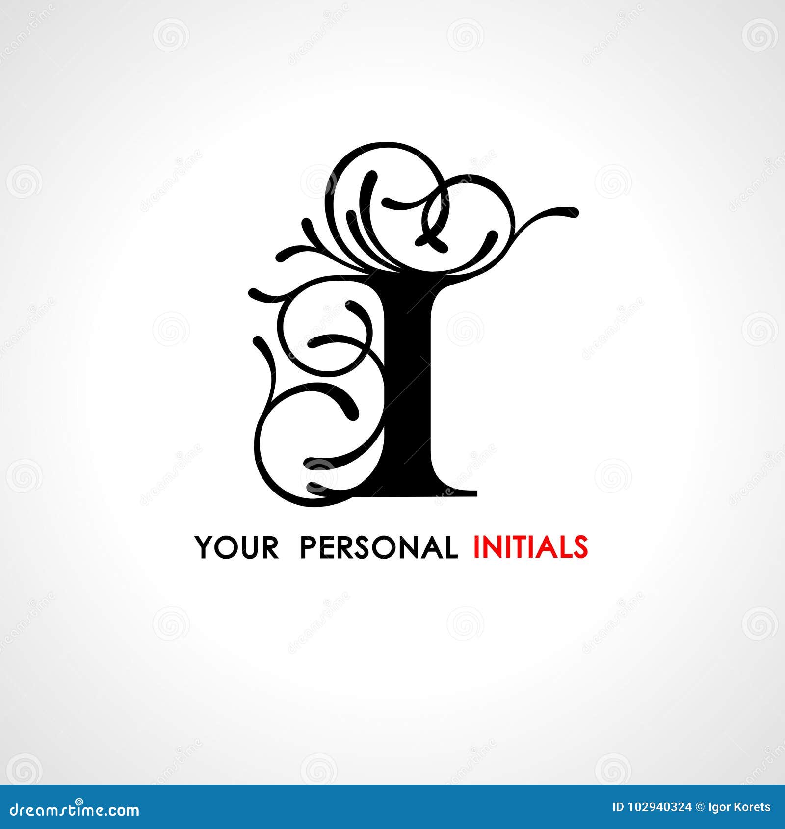 Capital Letter I . Decorated with Vegetable Ornament. Template for Your ...