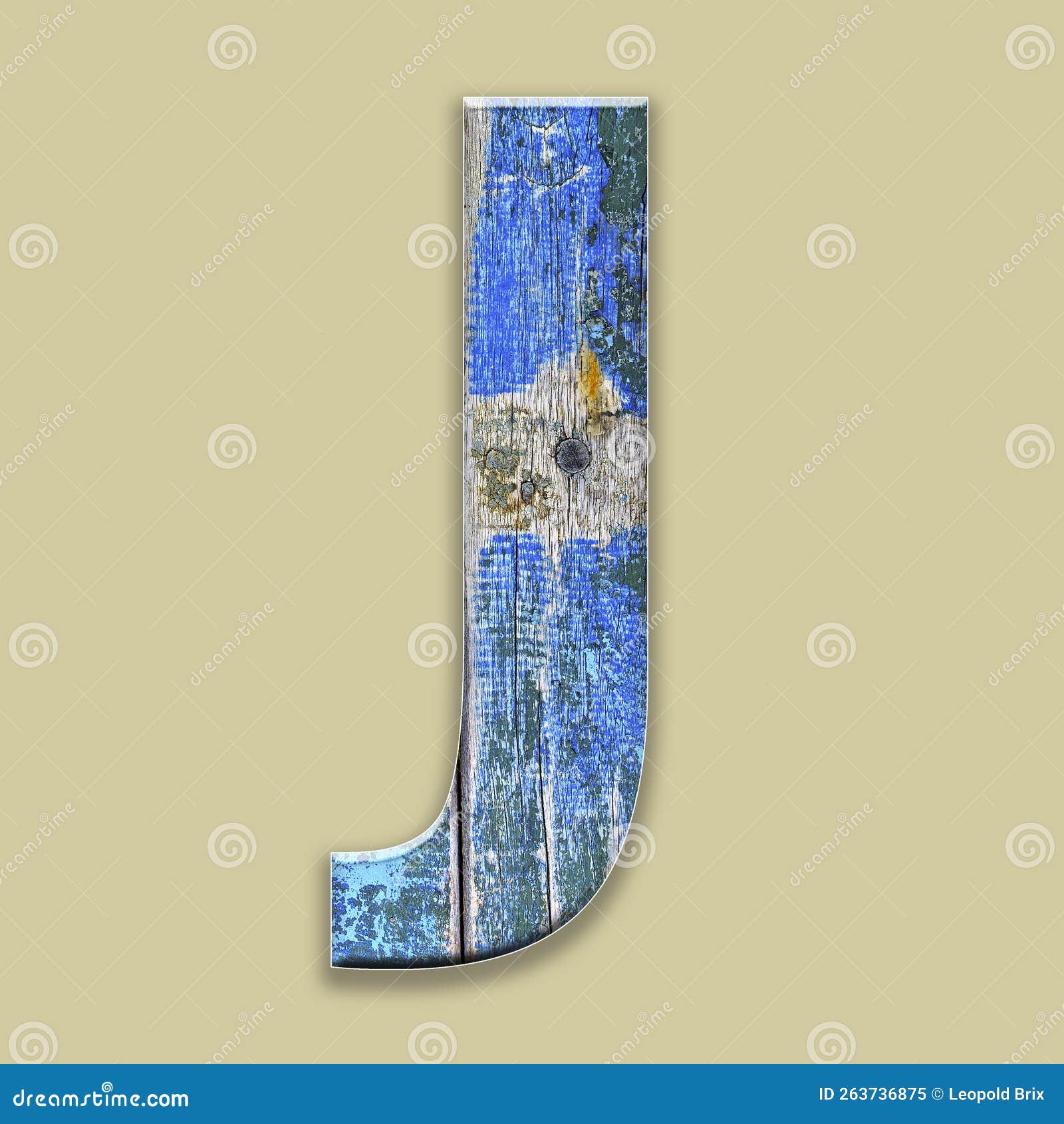 Capital Letter J , Design Painted Wood Stock Image - Image of consonant ...