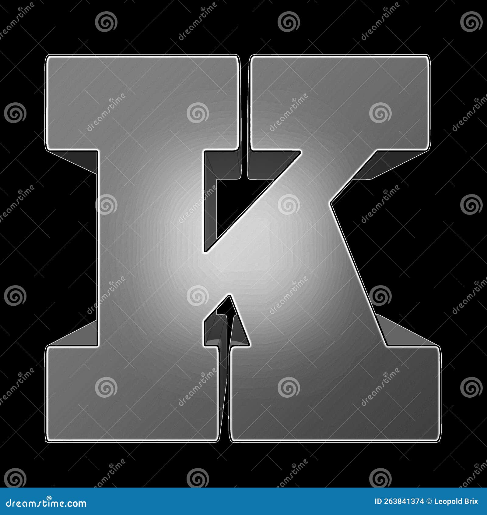 Capital letter K in 3D stock illustration. Illustration of majuscule ...