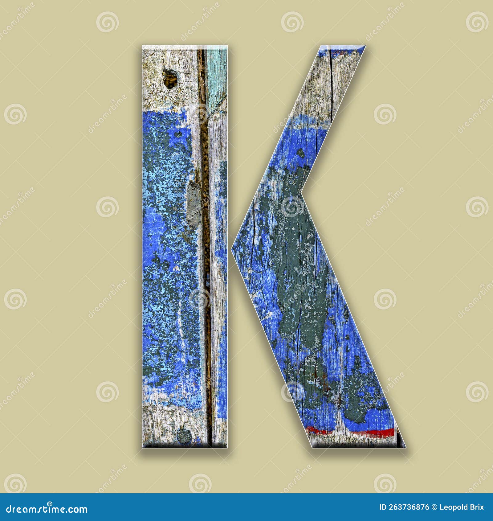 Capital Letter K , Design Painted Wood Stock Photo - Image of graphic ...