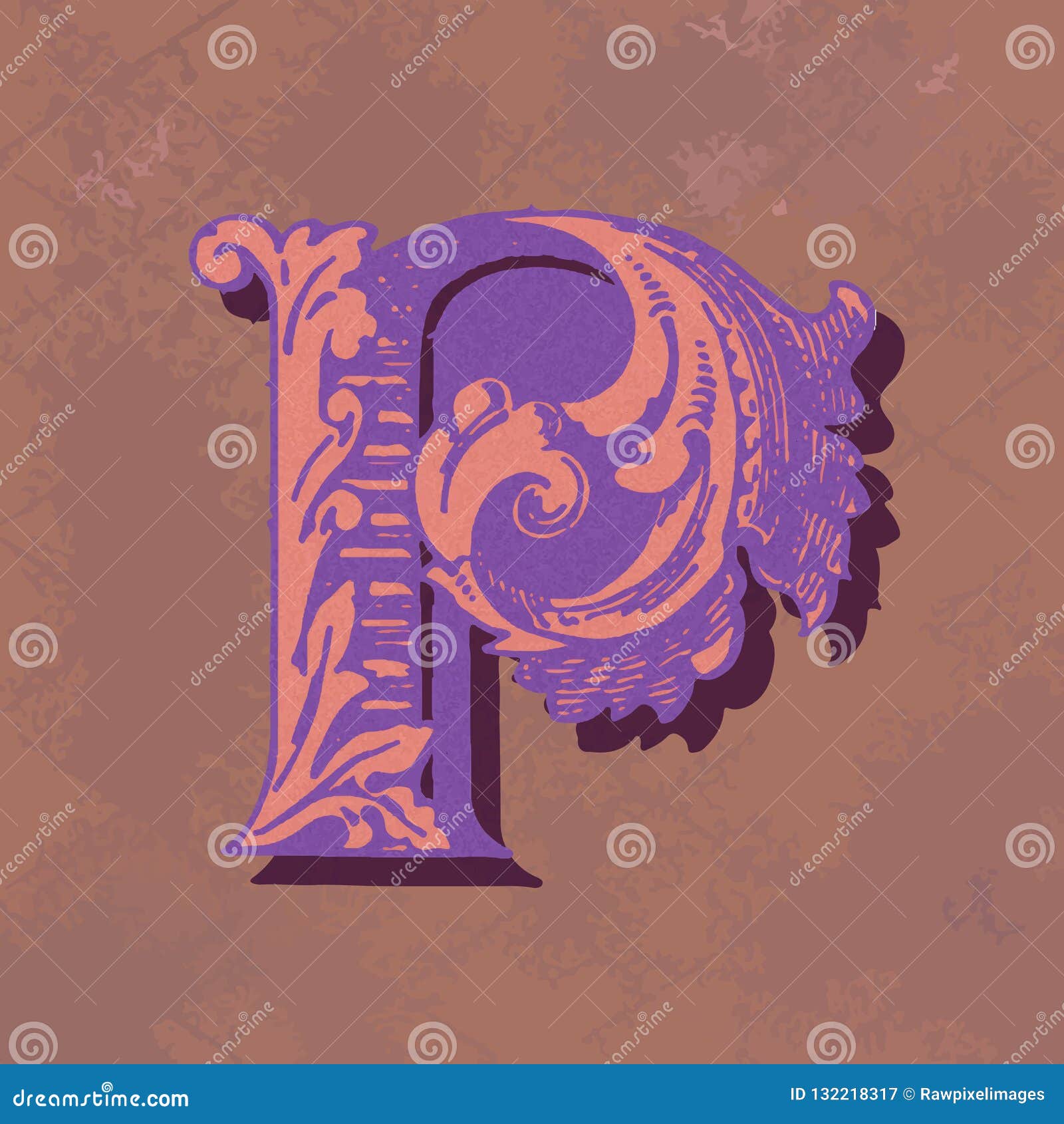 Capital Letter P Vintage Typography Style Stock Vector - Illustration ...
