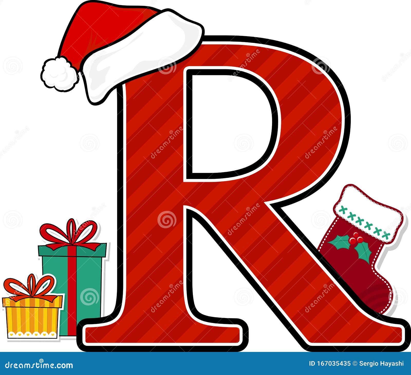 Capital Letter R With Christmas Design Elements Stock Vector