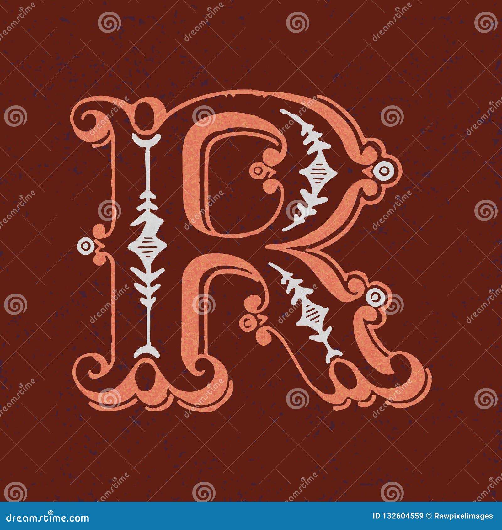 Capital Letter R Vintage Typography Style Stock Vector - Illustration ...