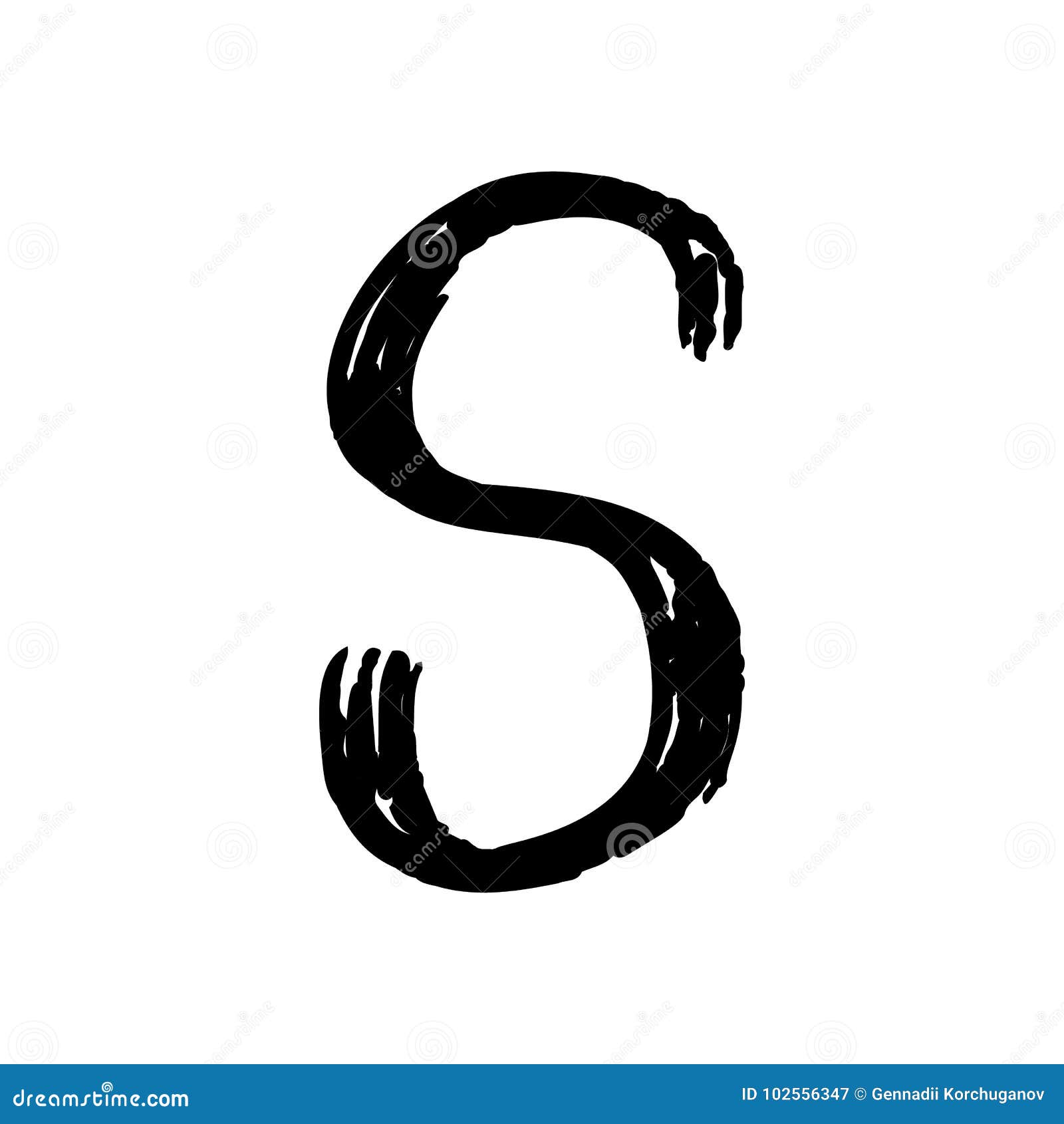 Capital Letter S Painted by Brush Stock Vector - Illustration of hand ...
