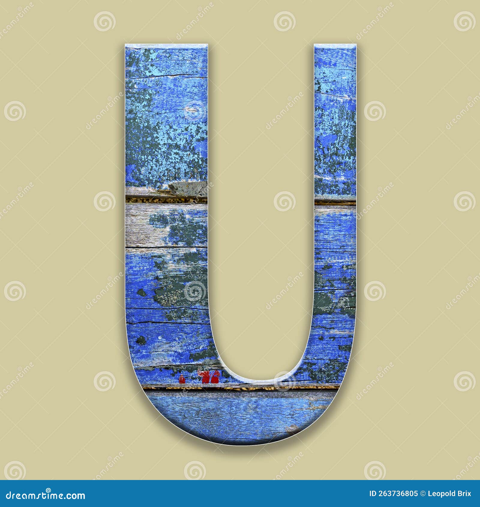 Capital Letter U , Design Painted Wood Stock Image - Image of character ...