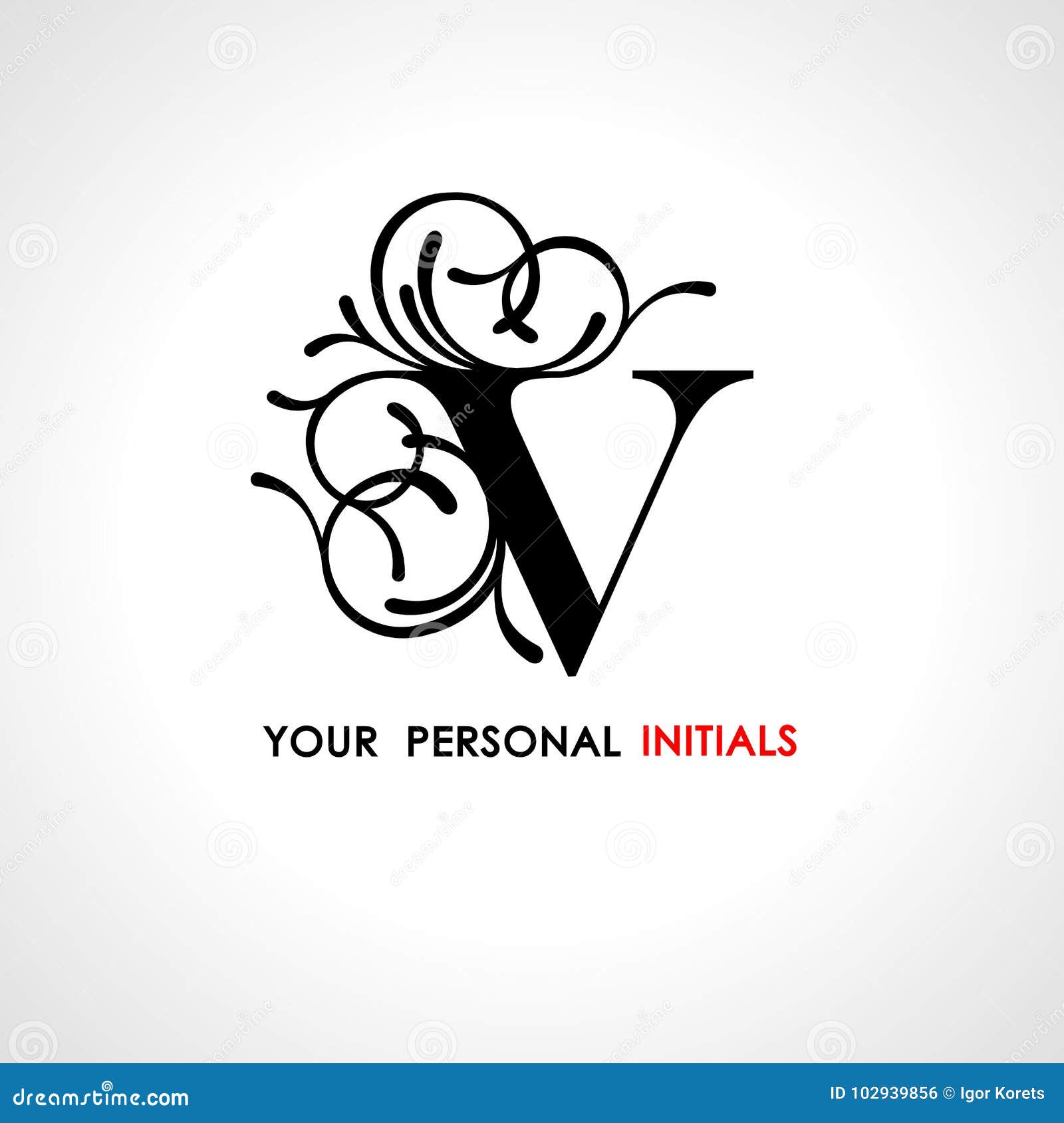 Capital Letter V . Decorated with Vegetable Ornament. Template for Your ...