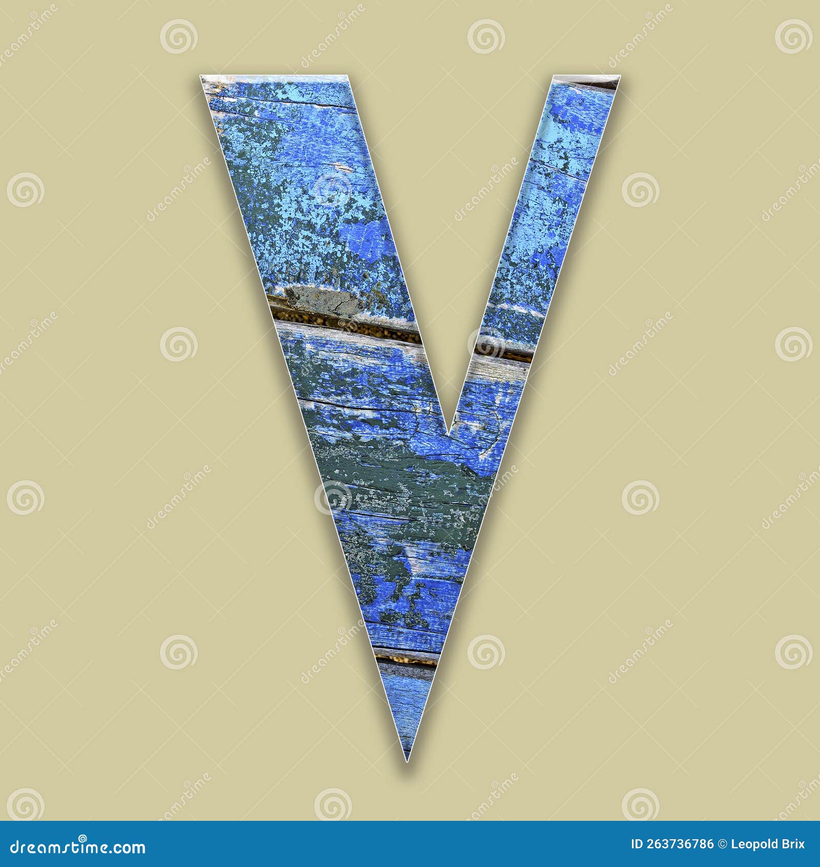 Capital Letter V , Design Painted Wood Stock Photo - Image of artwork ...