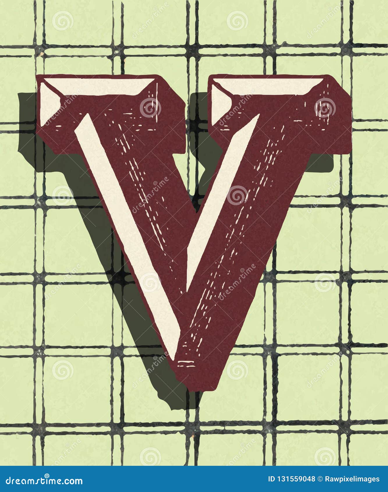 Capital Letter V Vintage Typography Style Stock Vector - Illustration ...