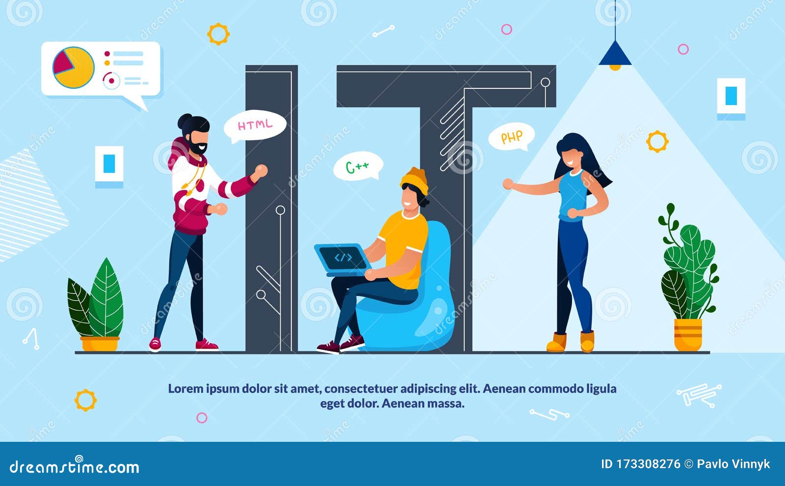 It Capital Letter Word with Tiny Programmer Team Stock Vector ...