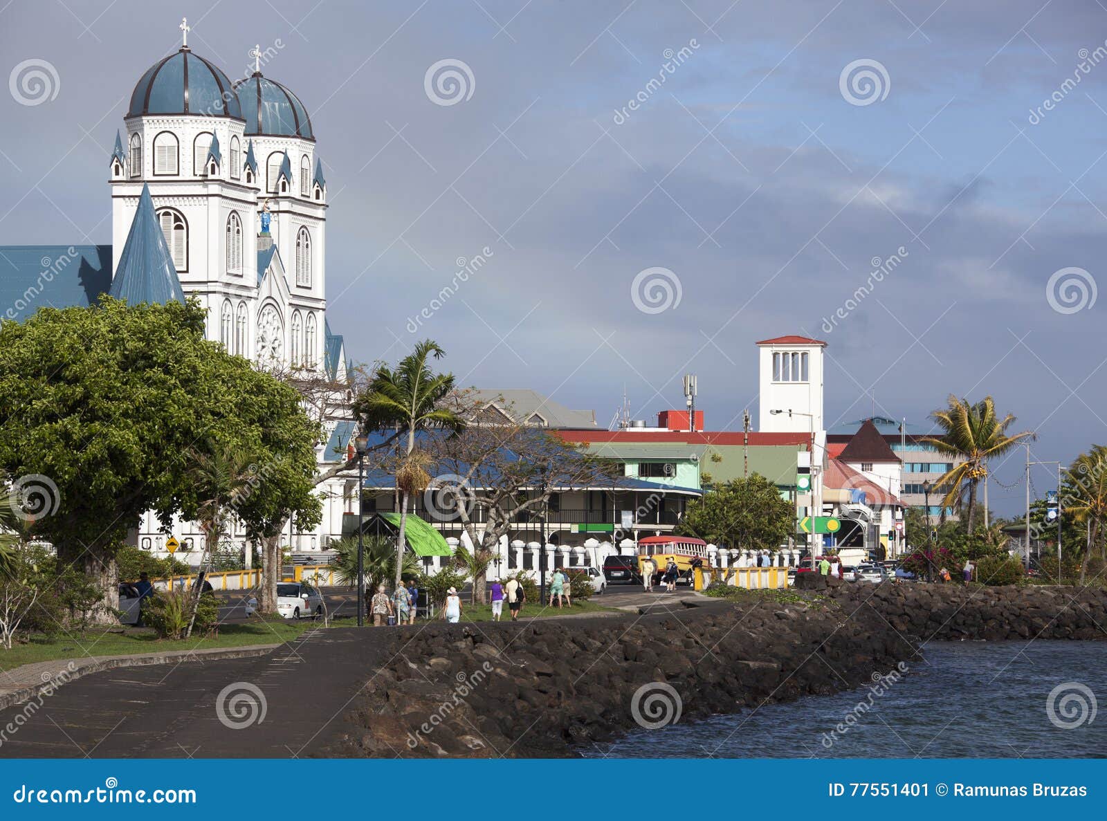 Capital of Samoa stock image. Image of people, walkway - 77551401
