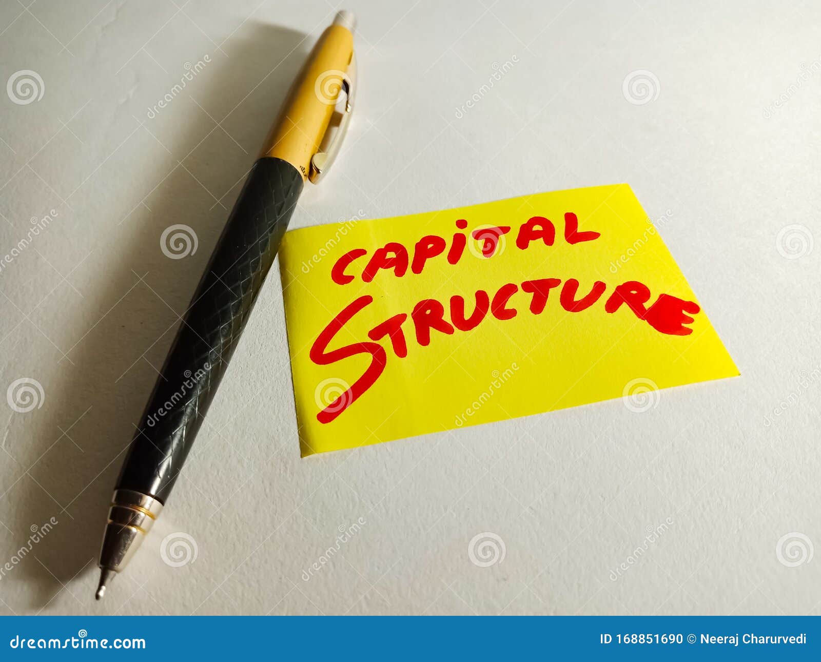Capital Structure Text Displayed on Yellow Paper Slip with Red Colour ...