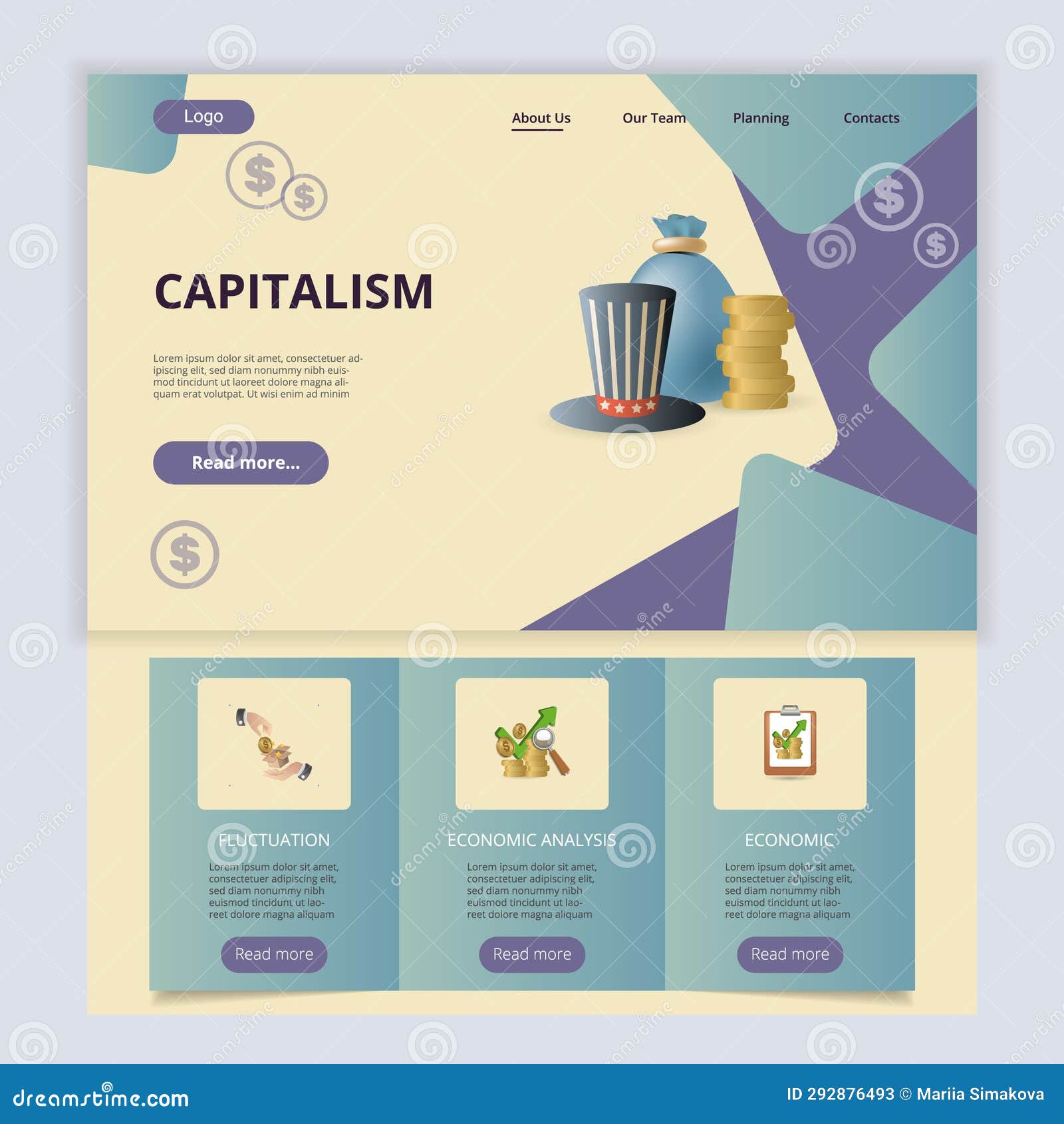 Capitalism Flat Landing Page Website Template. Fluctuation, Economic ...