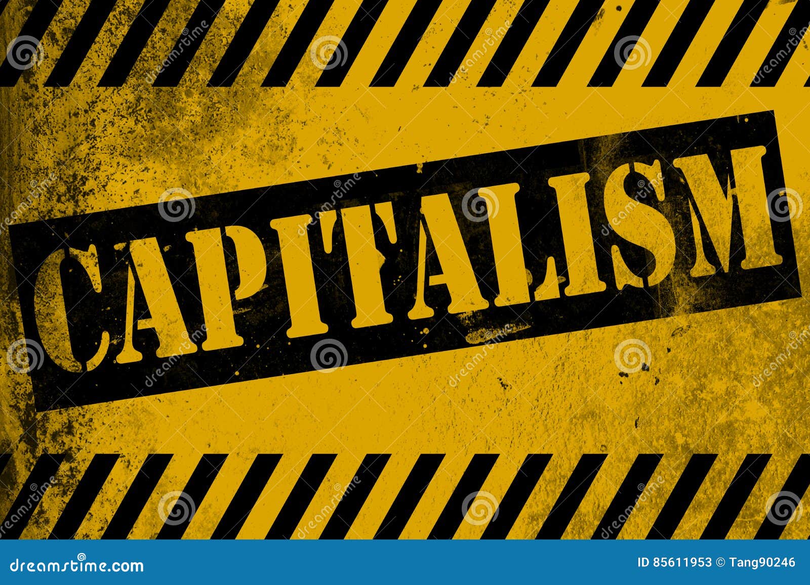 Capitalism Sign Yellow with Stripes Stock Illustration - Illustration ...
