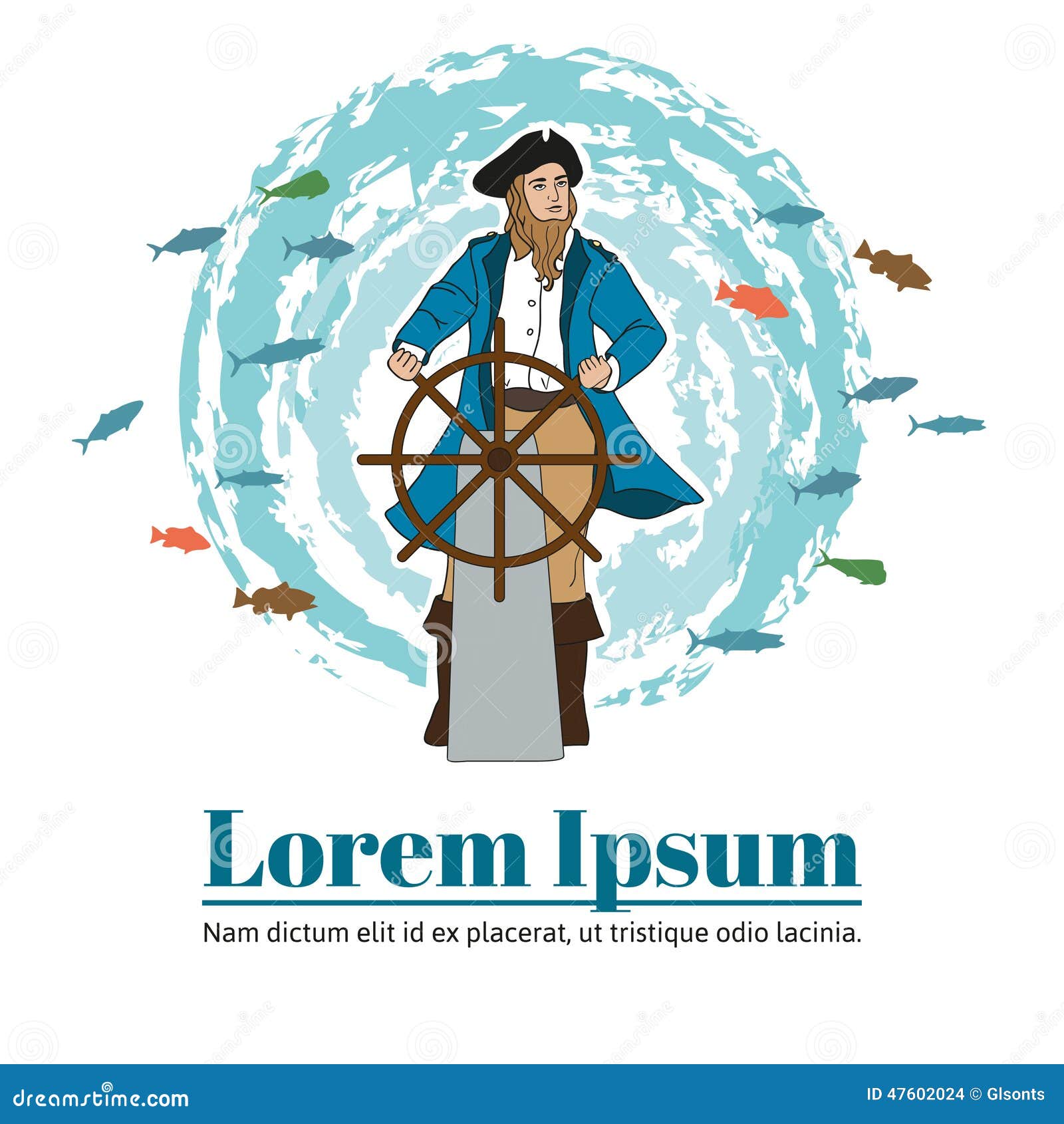 Capitano Al Timone Della Nave ENV, JPG Illustrazione Vettoriale ...