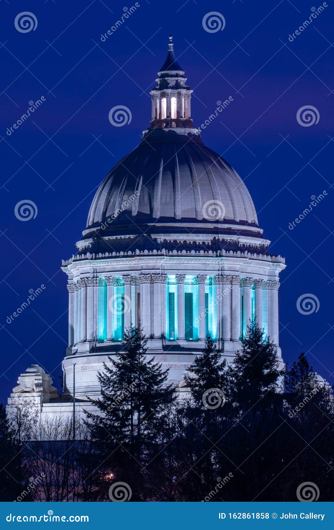 Capitol Building Dome Lighted at Blue Hour Stock Photo - Image of ...