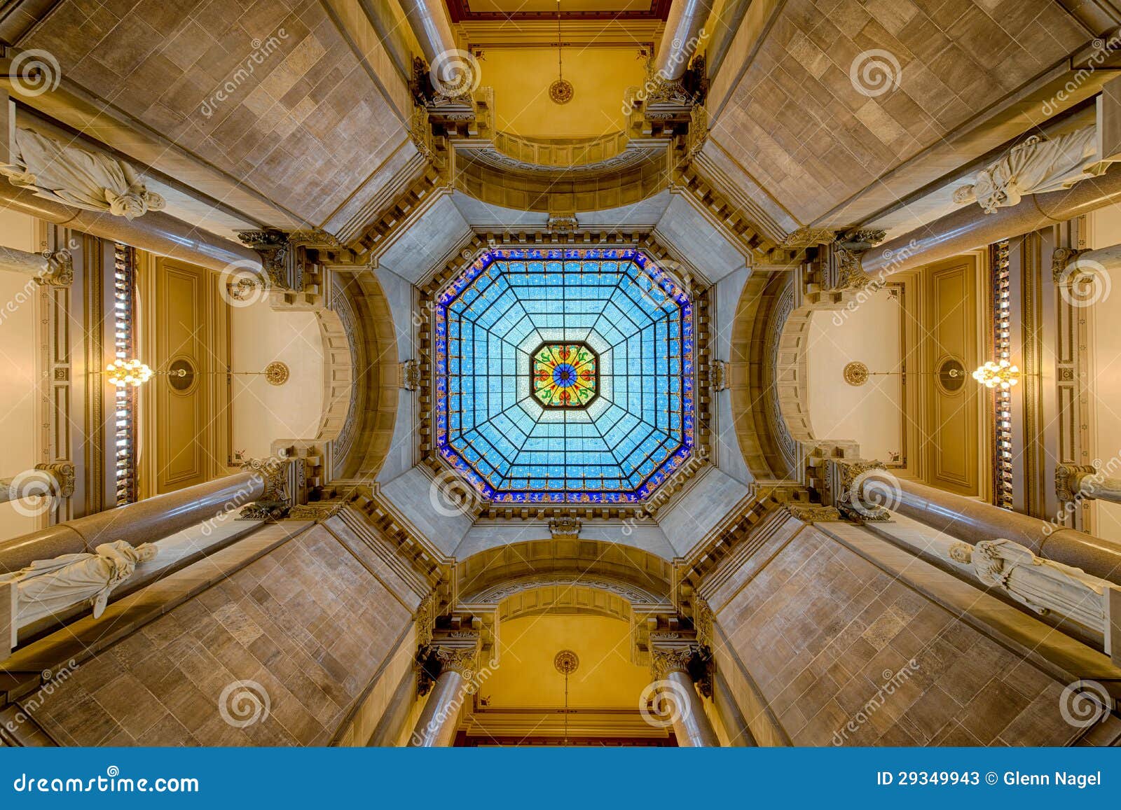 Capitol Dome Interior Symmetry Stock Image - Image of statues ...