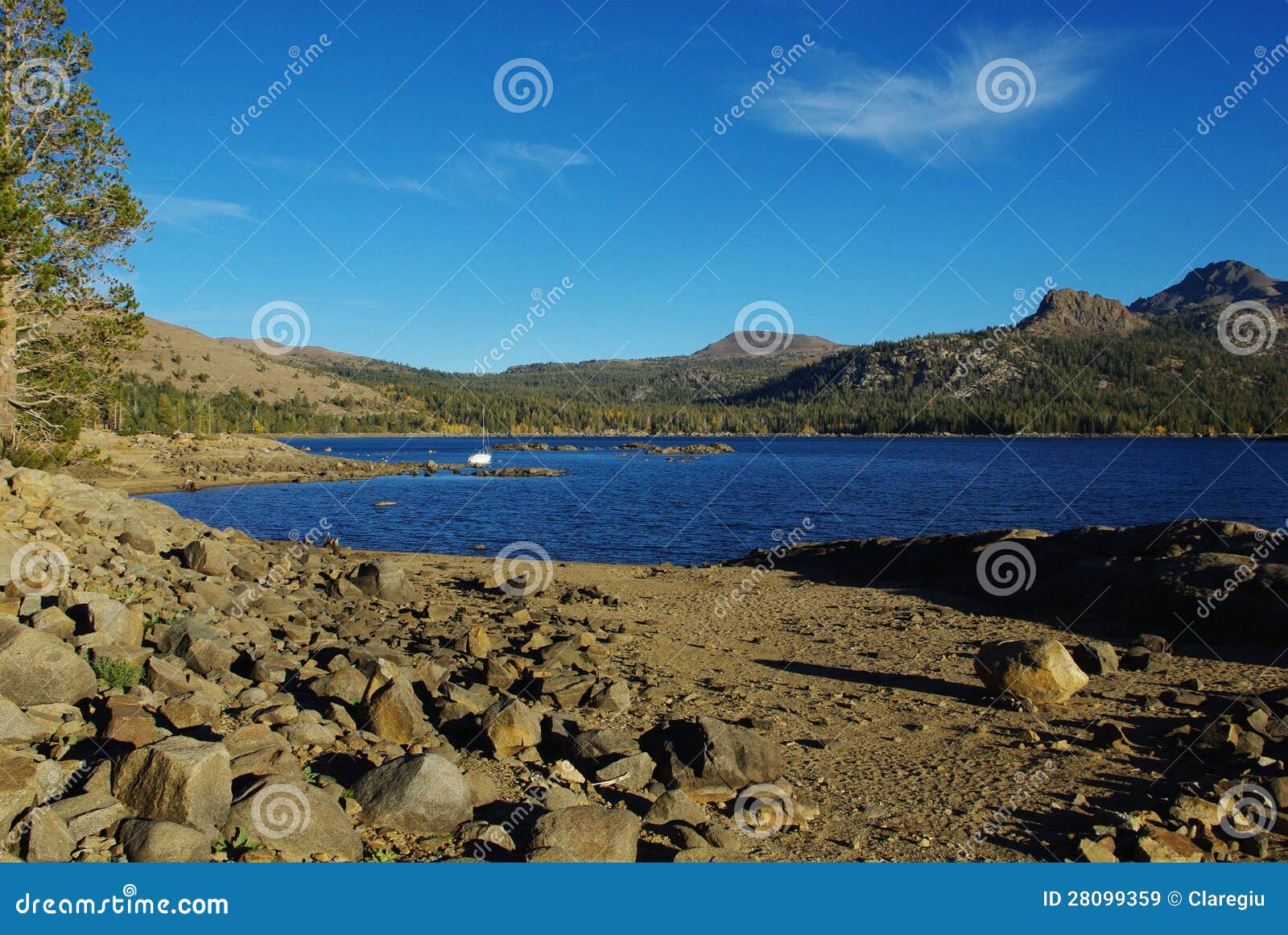 Caples Lake, California stock image. Image of stone, tree - 28099359