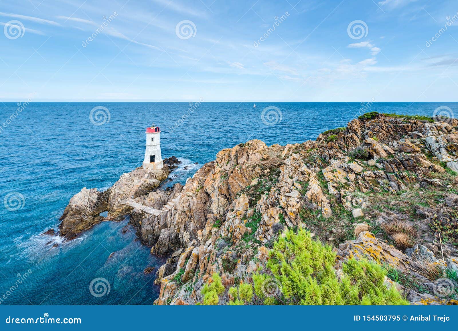 Capo Ferro Lighthouse in Sardinia, Italy Stock Image - Image of ...