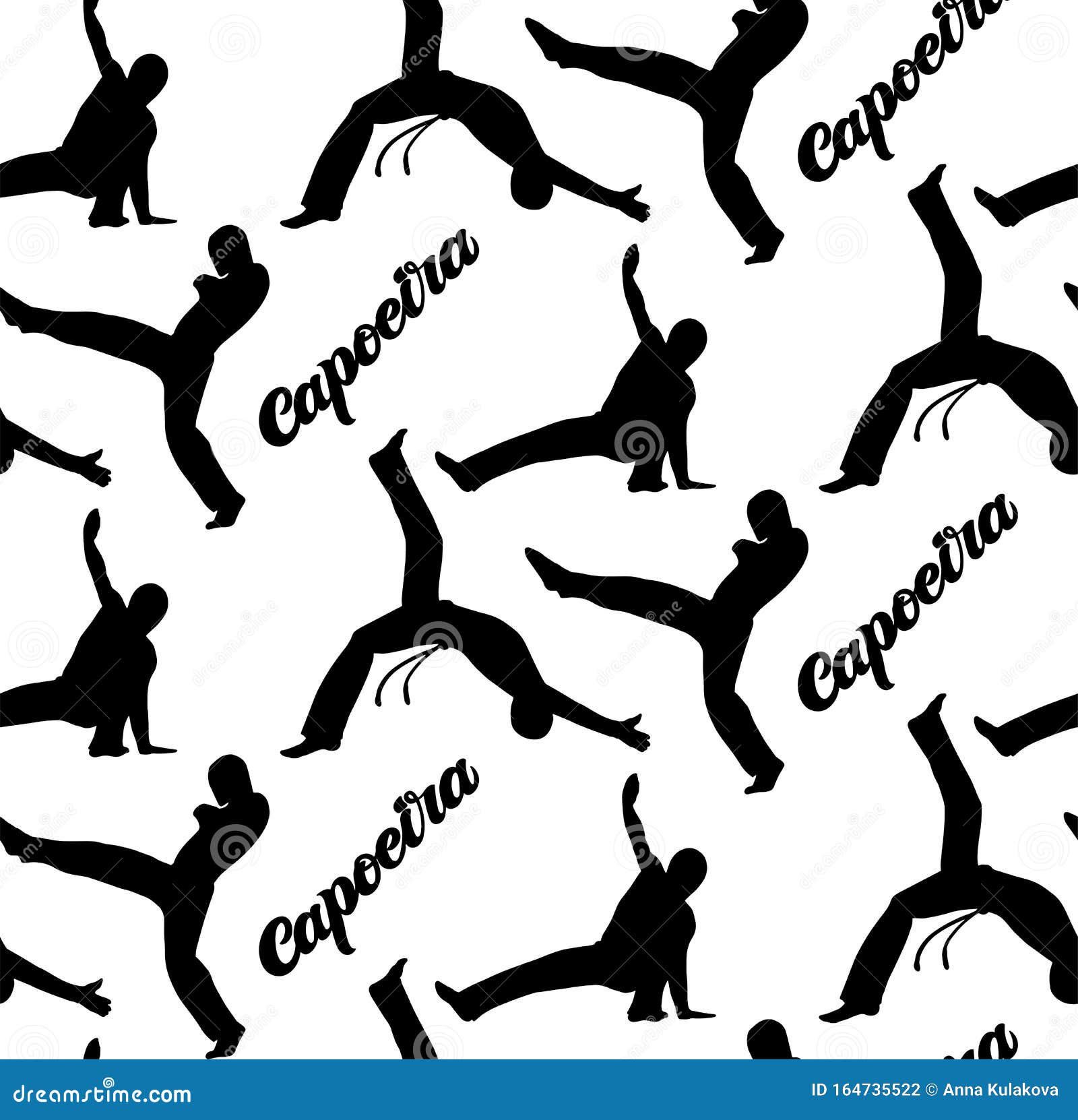 Capoeira Seamless Pattern, African Dancers Making Different Combat ...