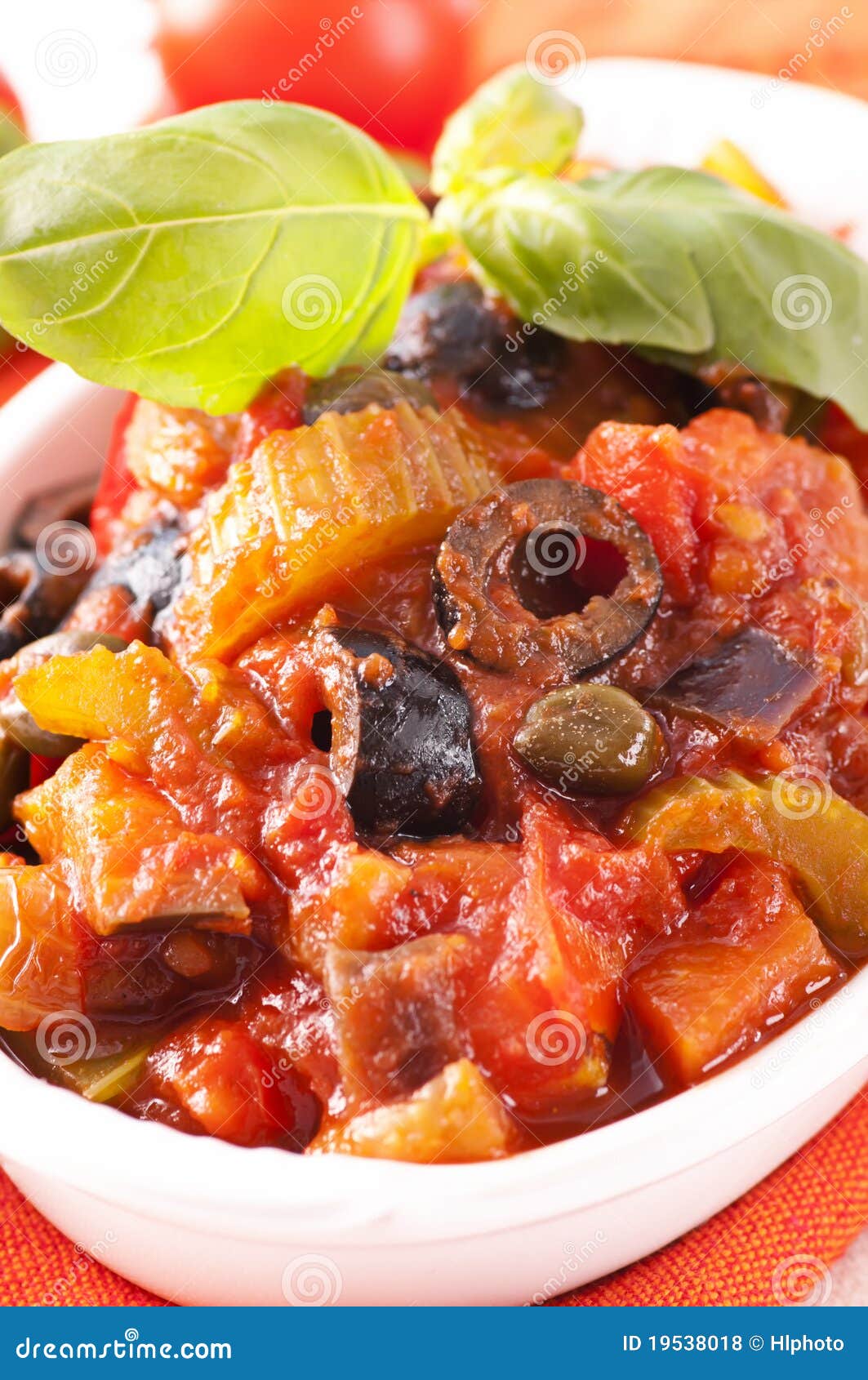 Caponeta stock photo. Image of braised, basil, bowl, food - 19538018