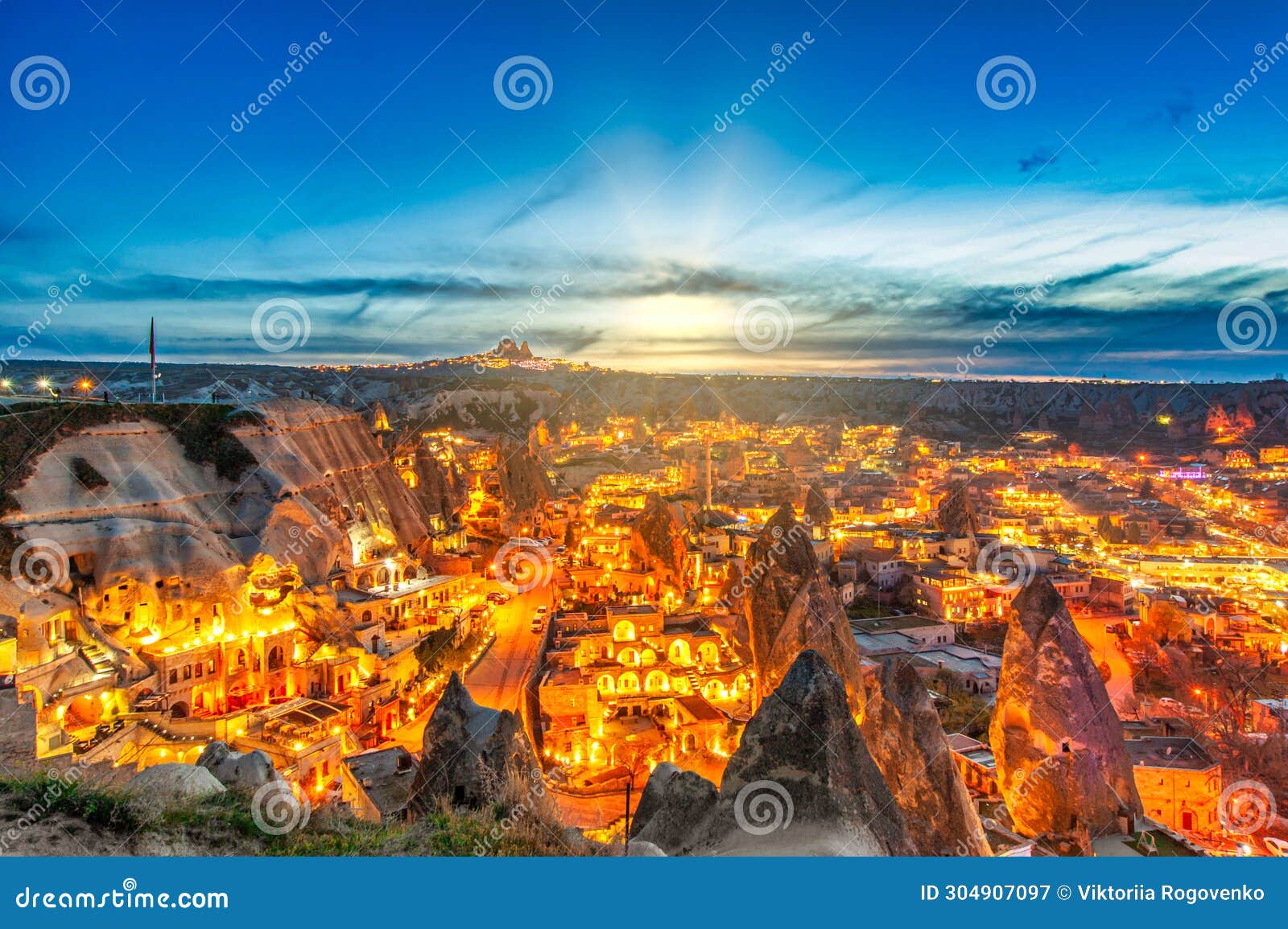 Cappadocia at Night. Amazing Rocky Landscape Stock Image - Image of ...