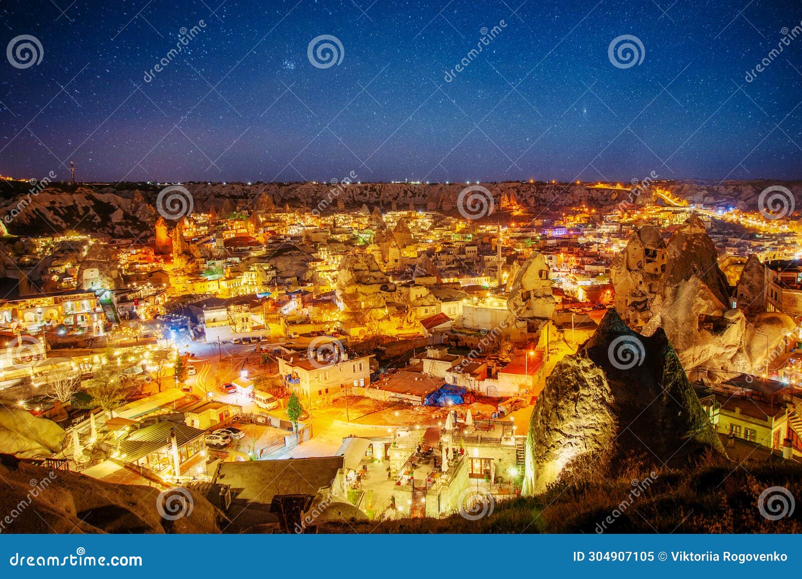 Cappadocia at Night. Amazing Rocky Landscape Stock Image - Image of ...