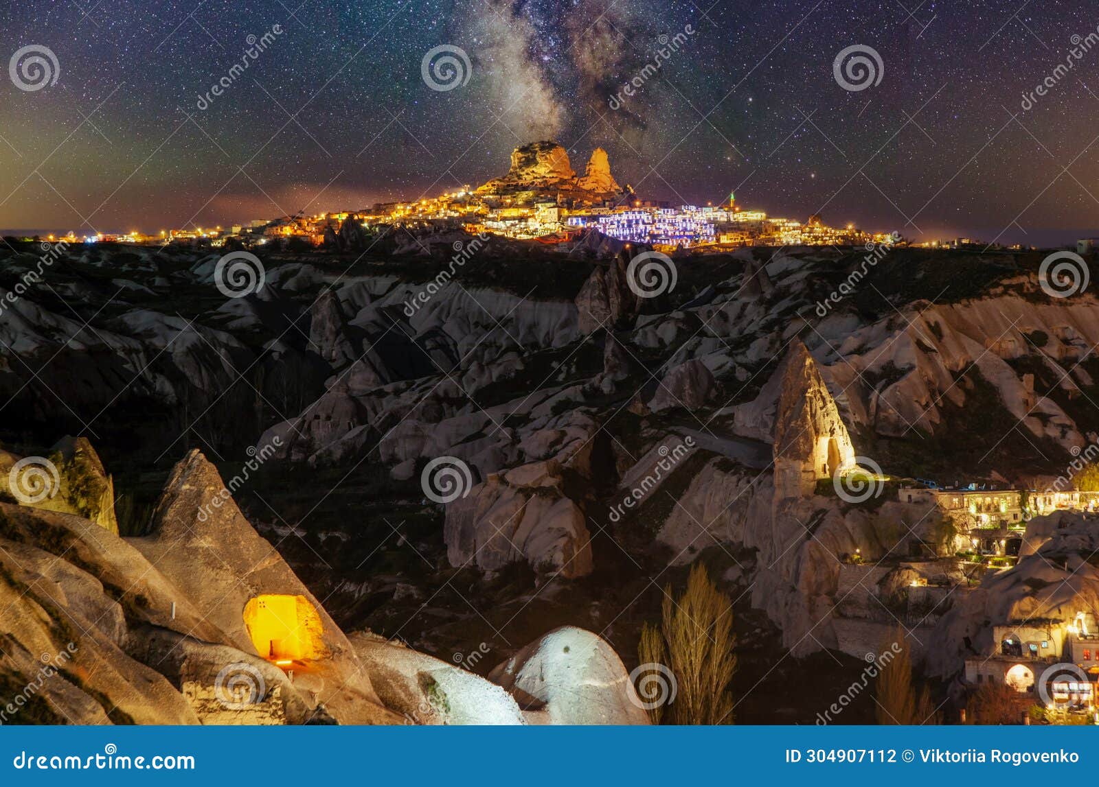 Cappadocia at Night. Amazing Rocky Landscape Stock Photo - Image of ...