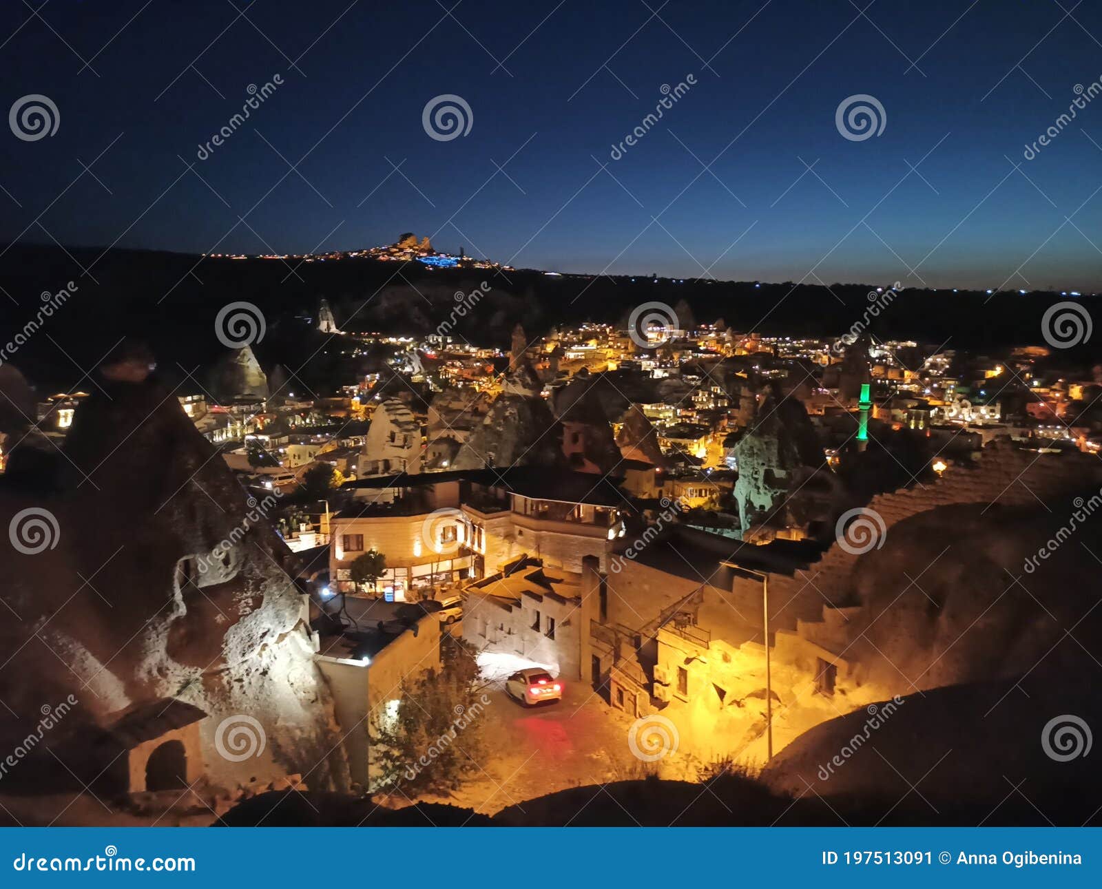 Cappadocia night view city stock image. Image of night - 197513091