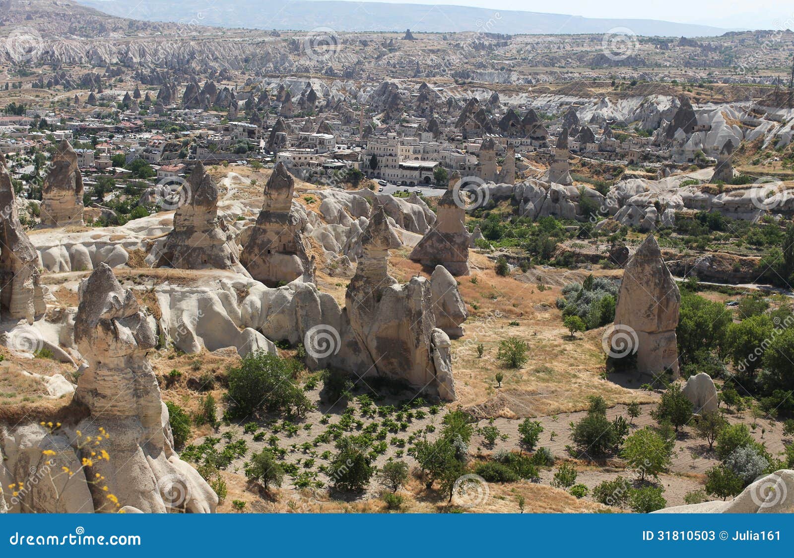 Goreme Panorama Ancient Ruins At Green Tour In Cappadocia, Turkey ...