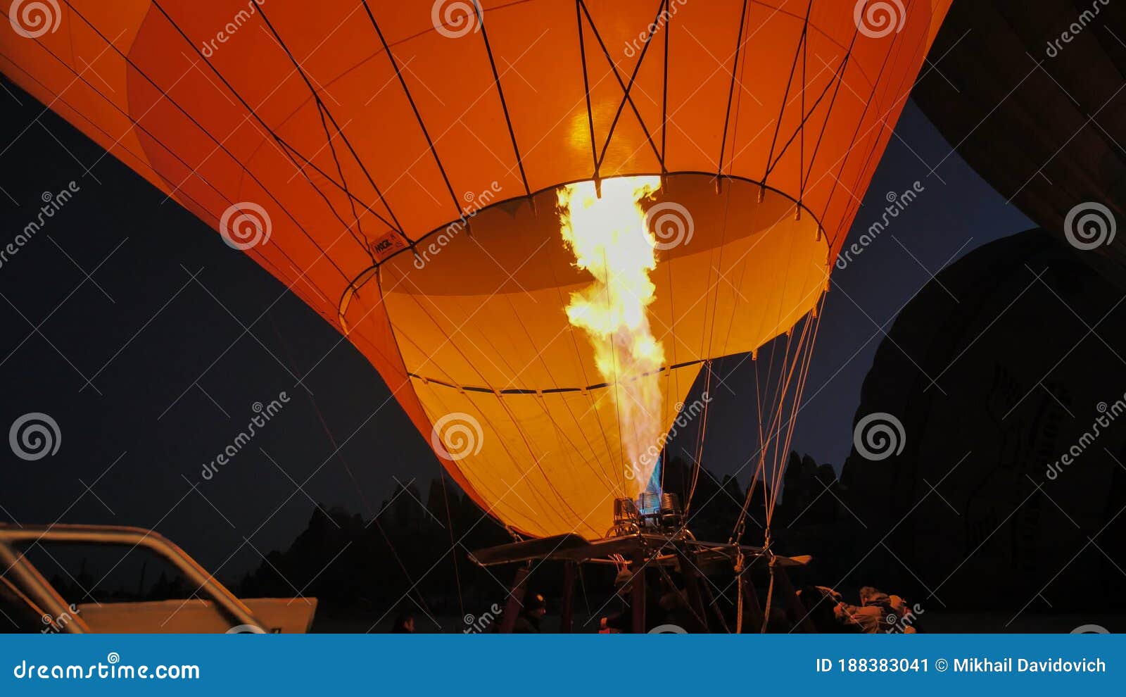 Cappadocia, Turkey - January 6, 2020: Heating the Balloon with Fire ...