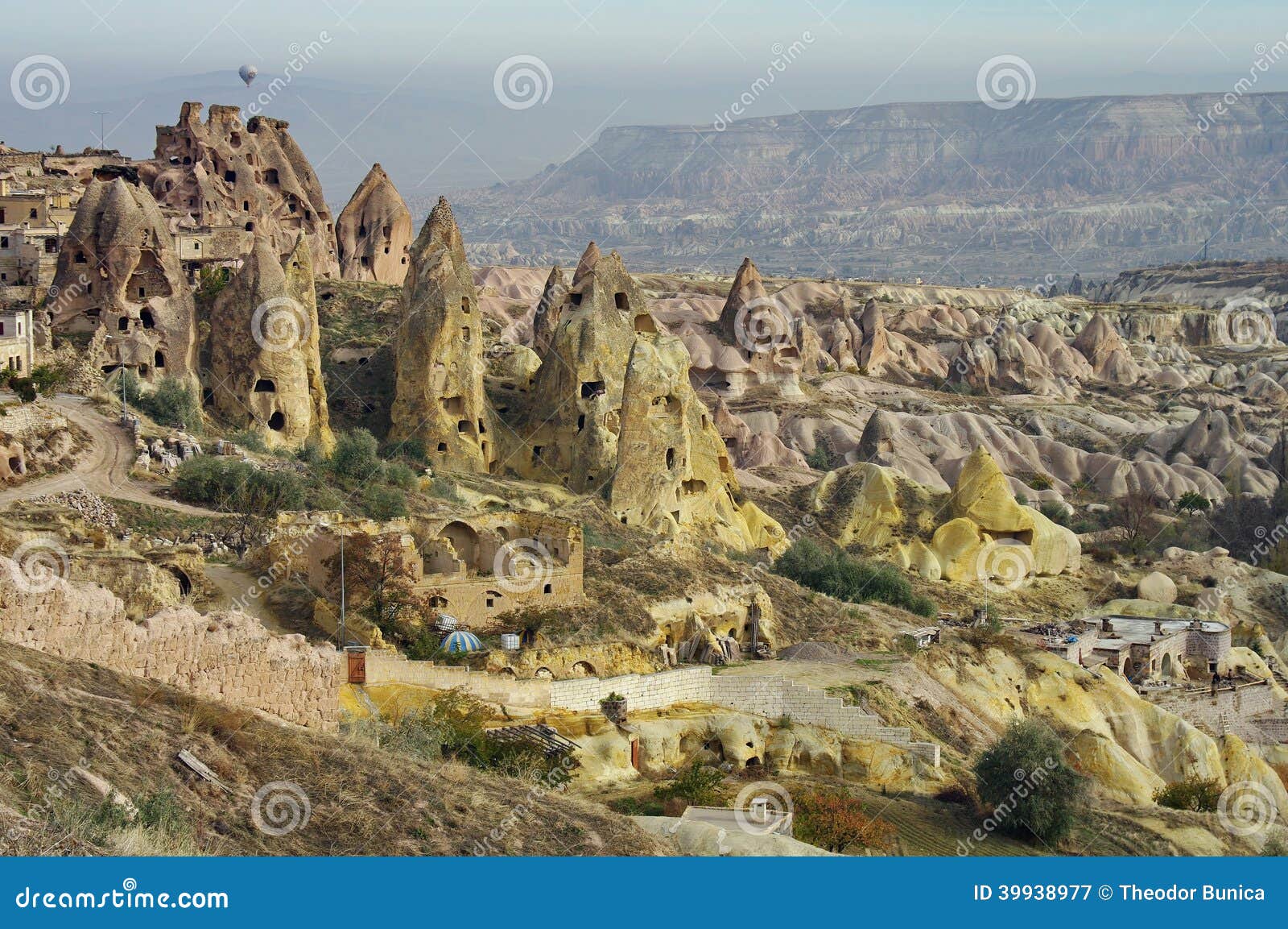 Hilly Landscape. Balloons. Goreme, Cappadocia - Landmark Attraction in ...