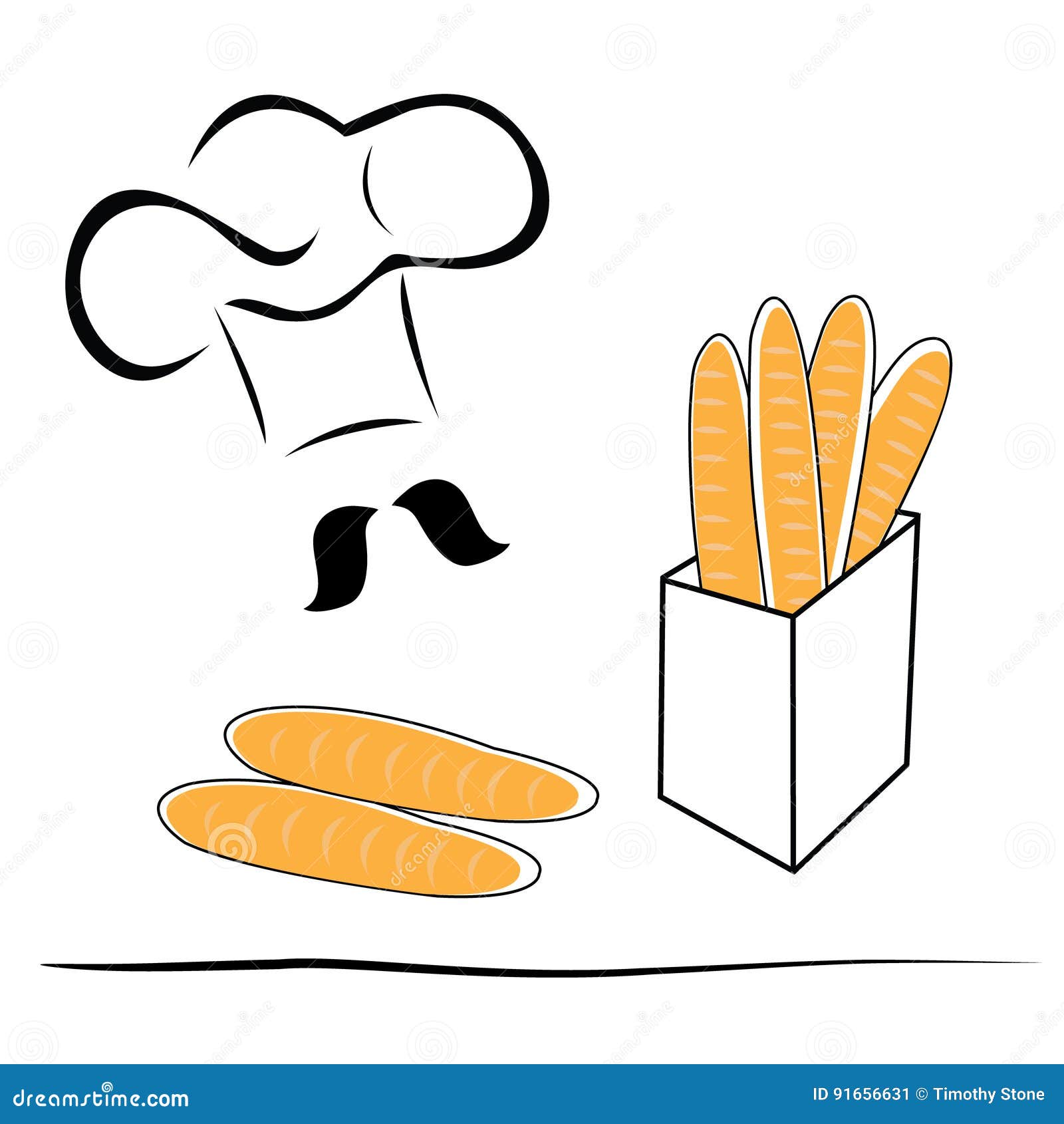 Cappello E Pane Stilizzati Del Cuoco Unico Illustrazione di Stock ...