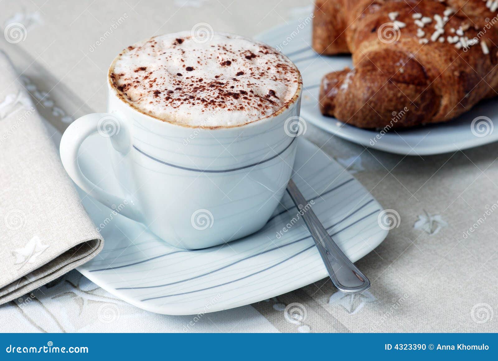 Cappuccino with brioche stock photo. Image of cappuccino - 4323390