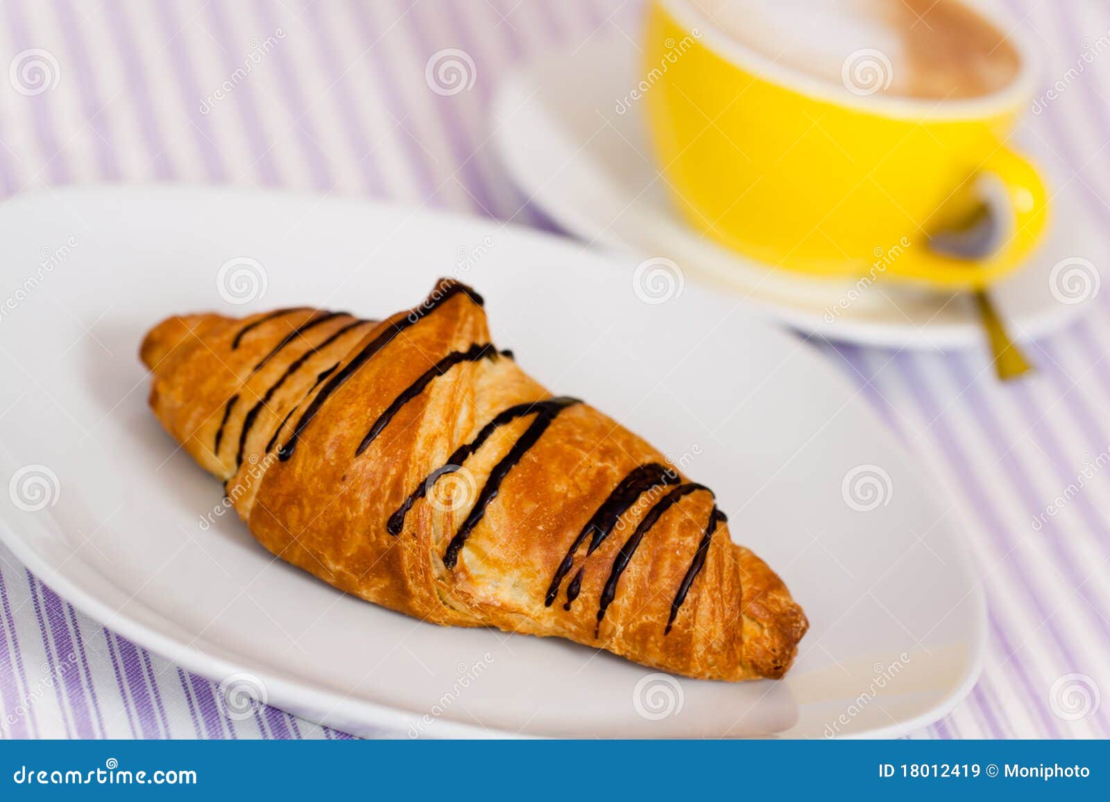 Cappuccino and Chocolate Croissant Isolated on Whi Stock Image - Image ...