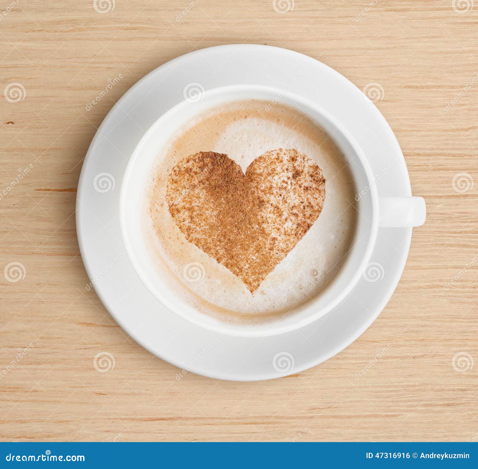 Cappuccino Coffee Cup with Foam and Heart Shape Stock Photo - Image of ...