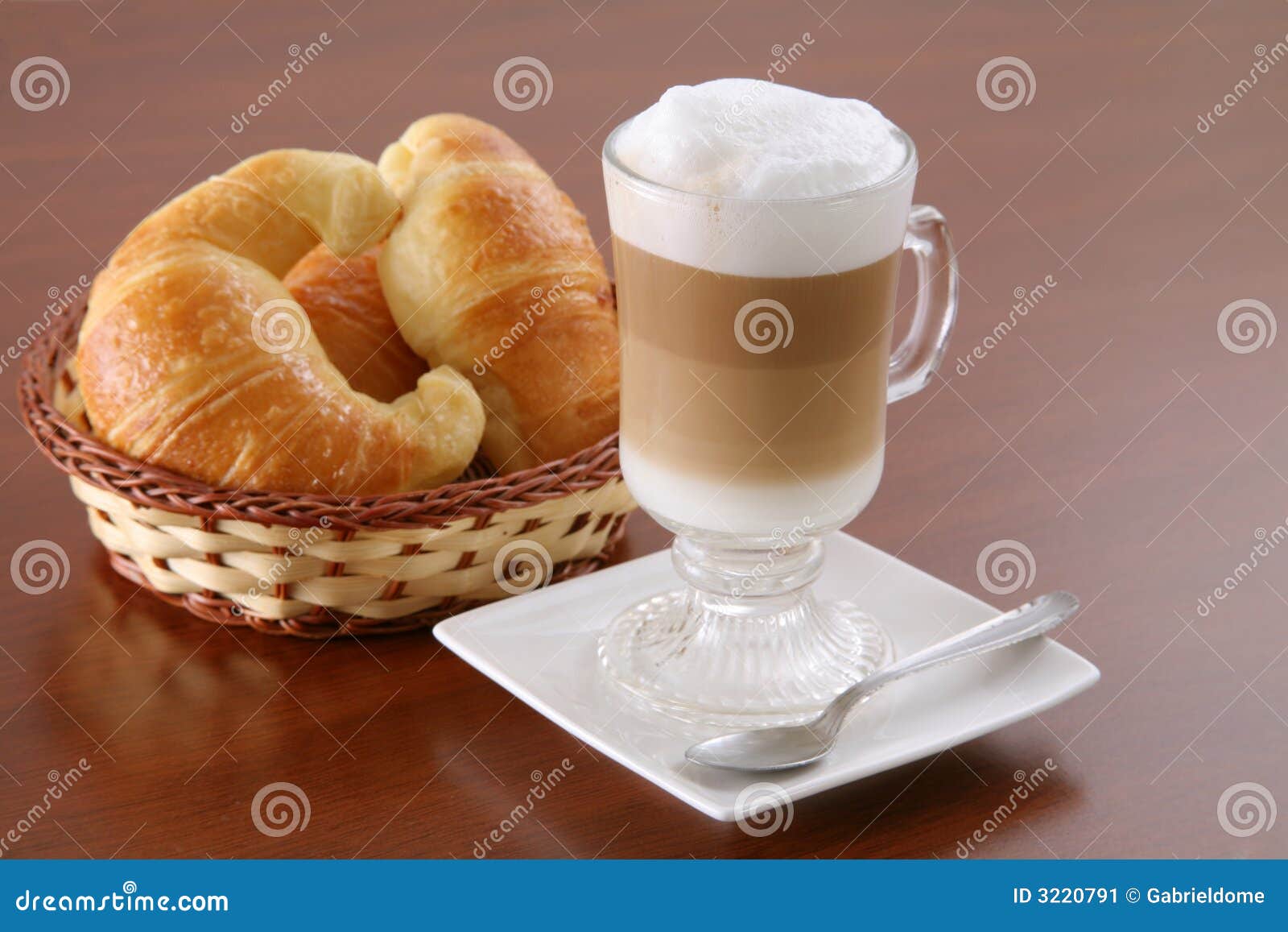 Cappuccino and croissants stock image. Image of time, cappuccino - 3220791