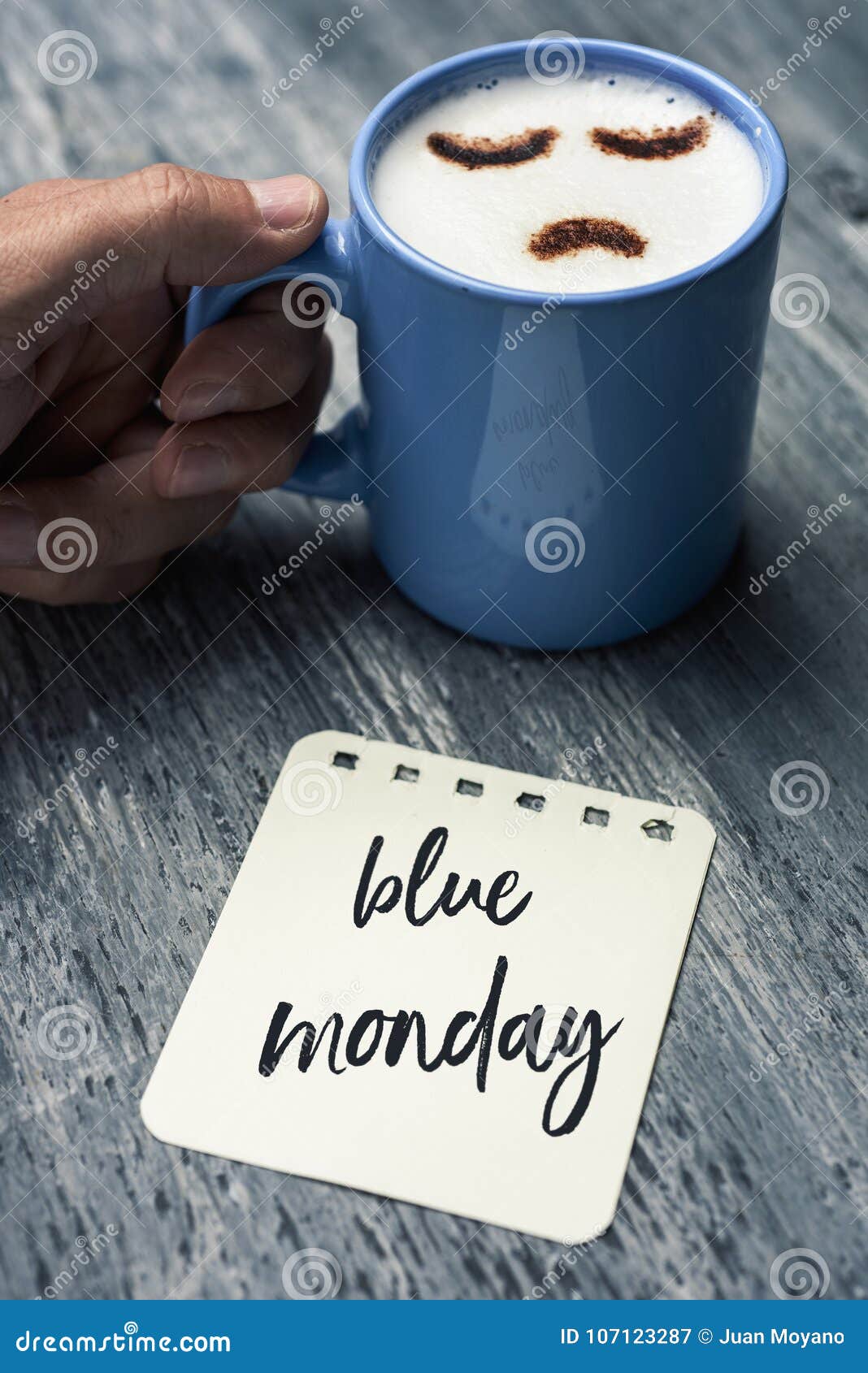 A Sad Blue Monday Emoticon Is Drawn On A Hot Air Balloon On A Blue ...