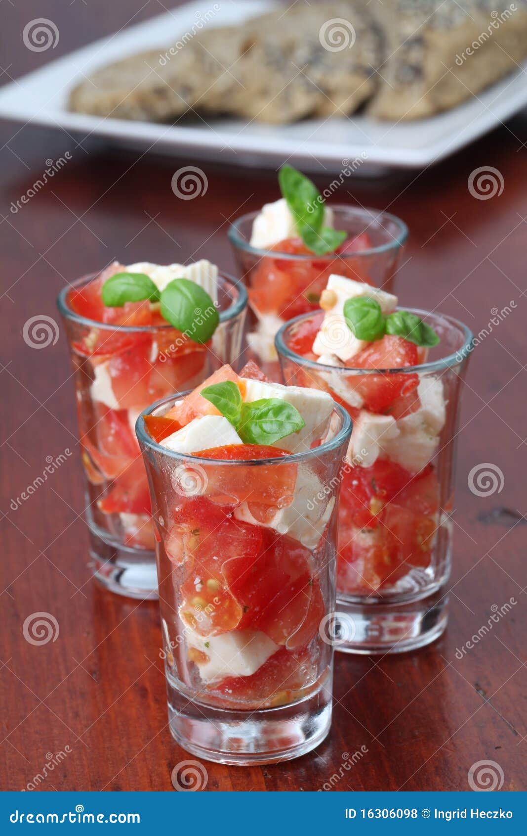 Caprese appetizers stock photo. Image of bread, basil - 16306098