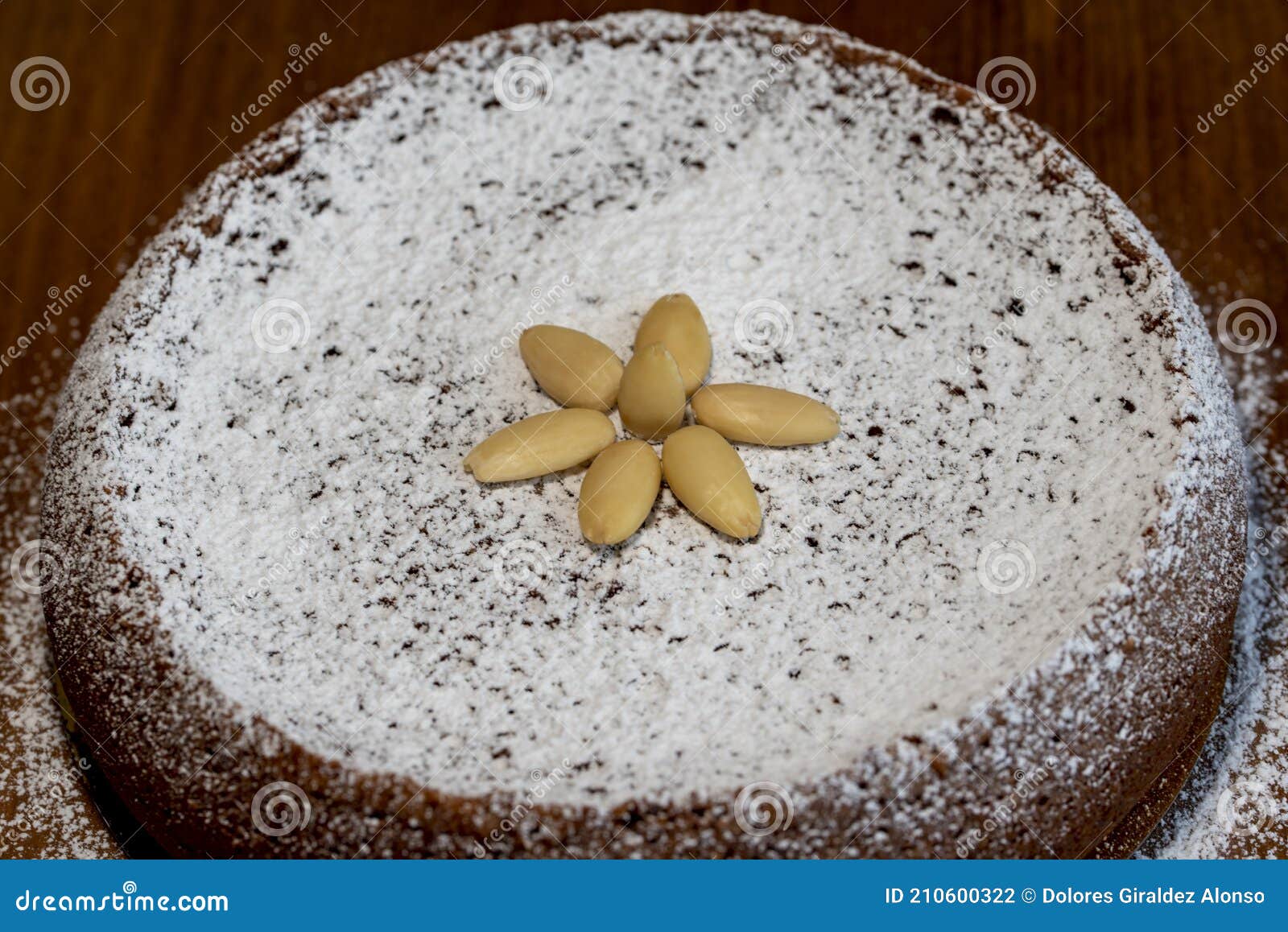 Caprese cake slice stock photo. Image of almonds, meal - 210600322