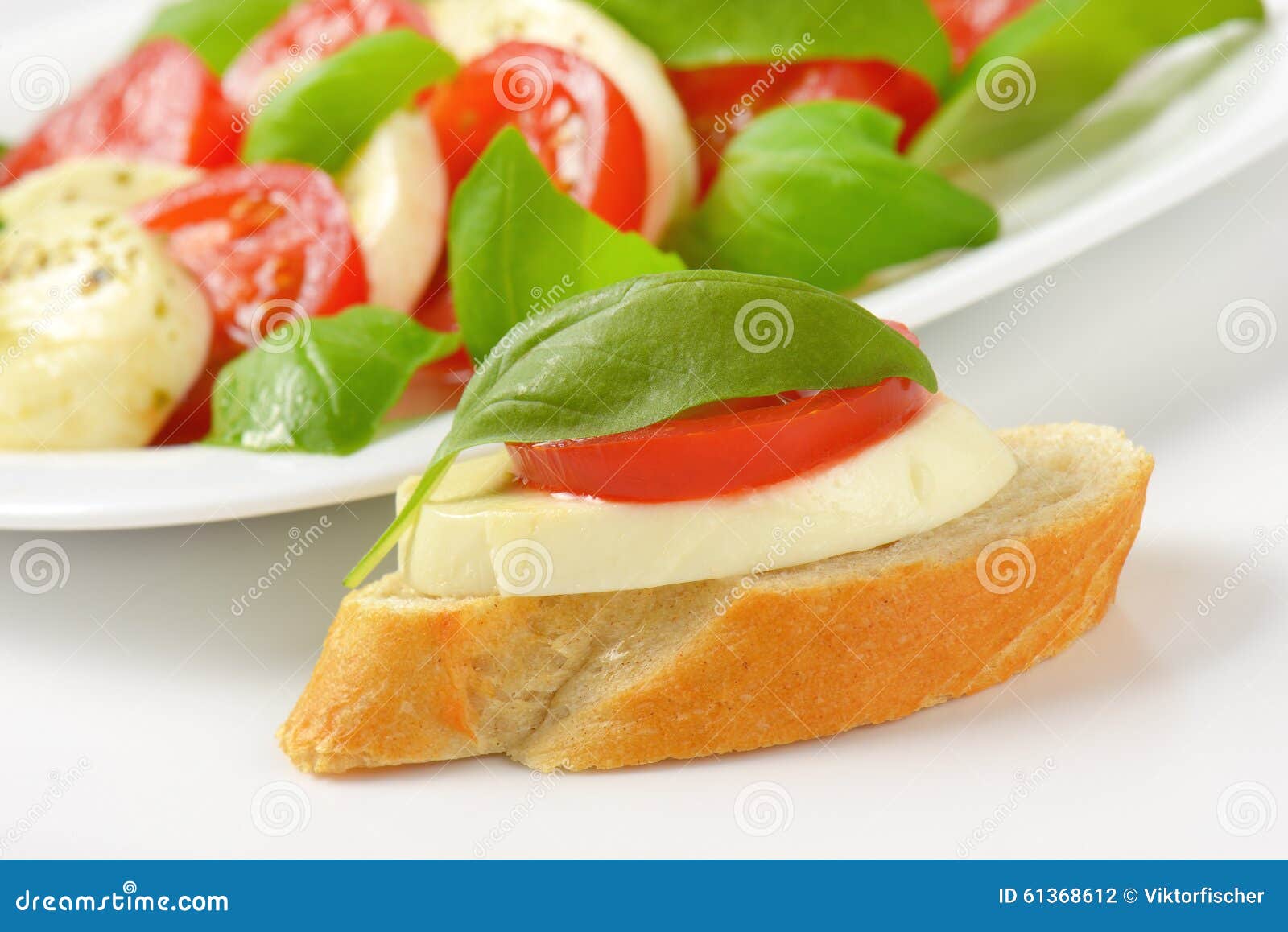 Caprese Salad with Sandwich Stock Photo - Image of plate, shot: 61368612