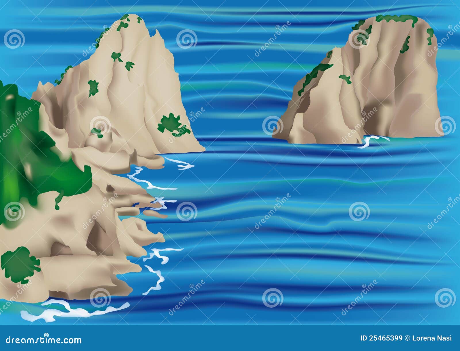 Capri stock vector. Illustration of scenery, faraglioni - 25465399