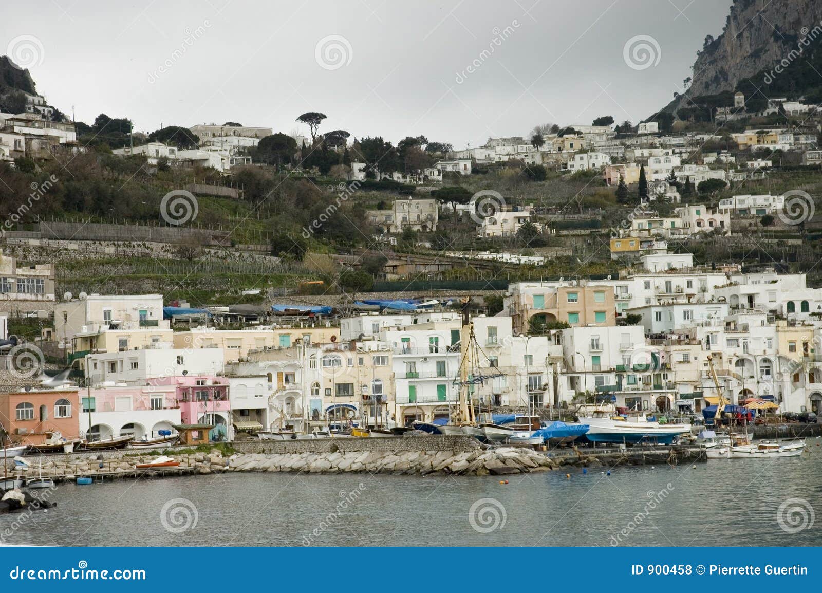 Capri harbour scenic view stock photo. Image of buildings - 900458