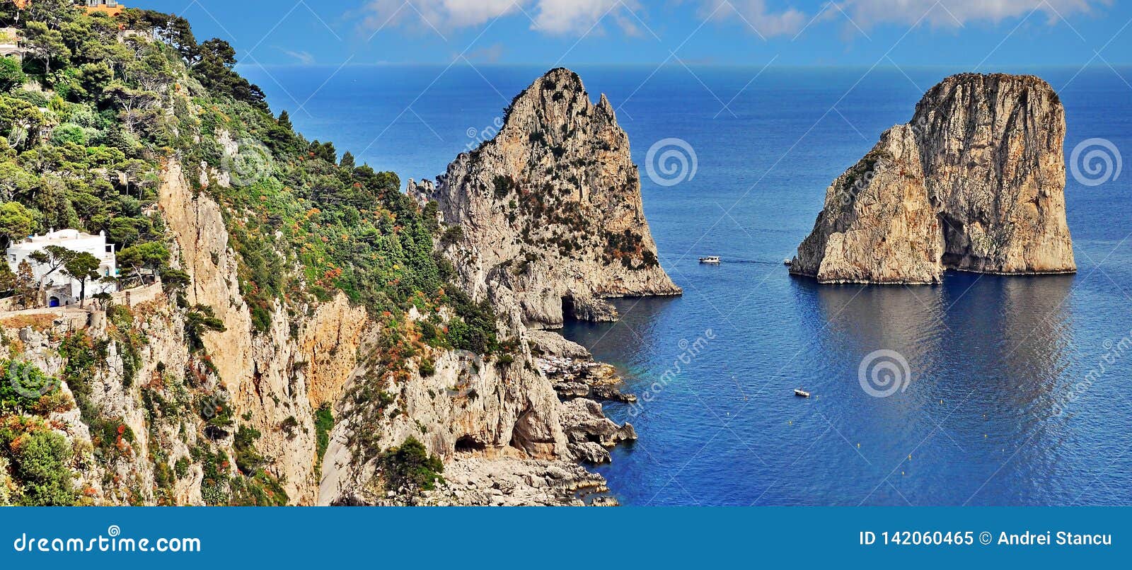 Capri Island with Faraglioni Cliffs, Italy Stock Image - Image of green ...