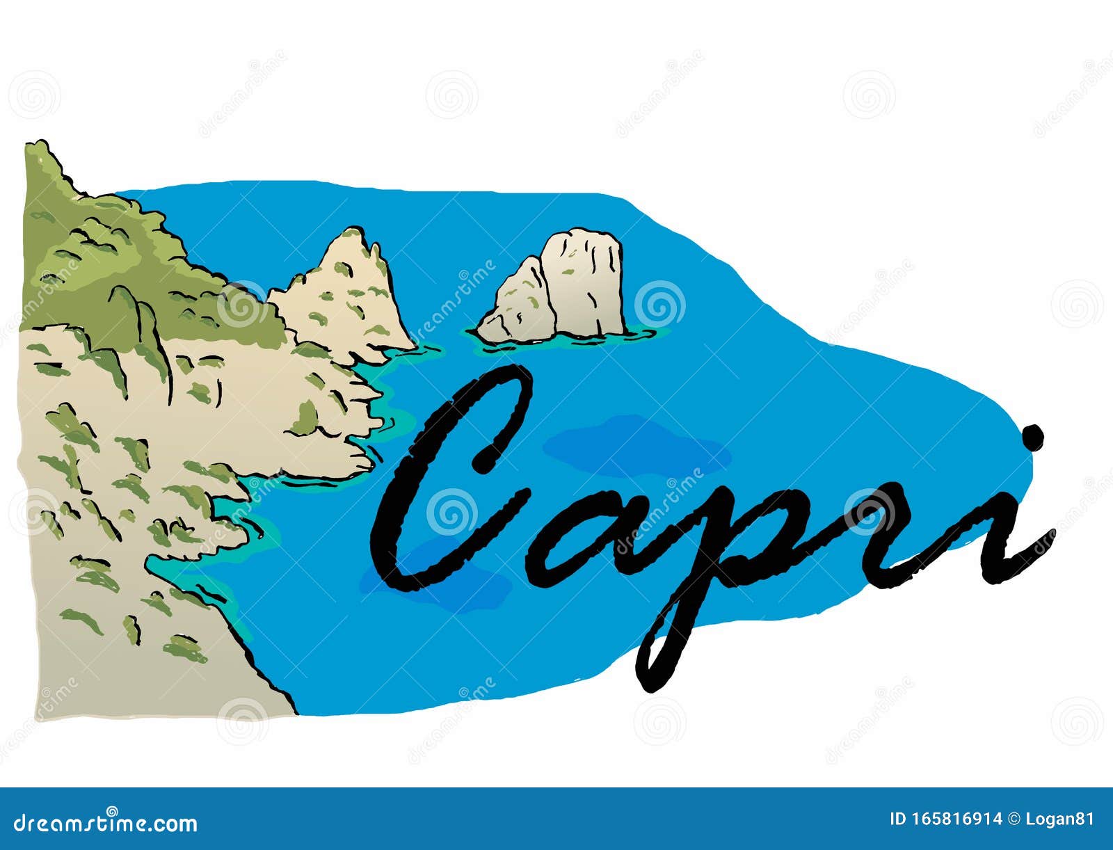 Capri Tyrrhenian Sea, Italian Republic, Italy Map Vector Illustration ...