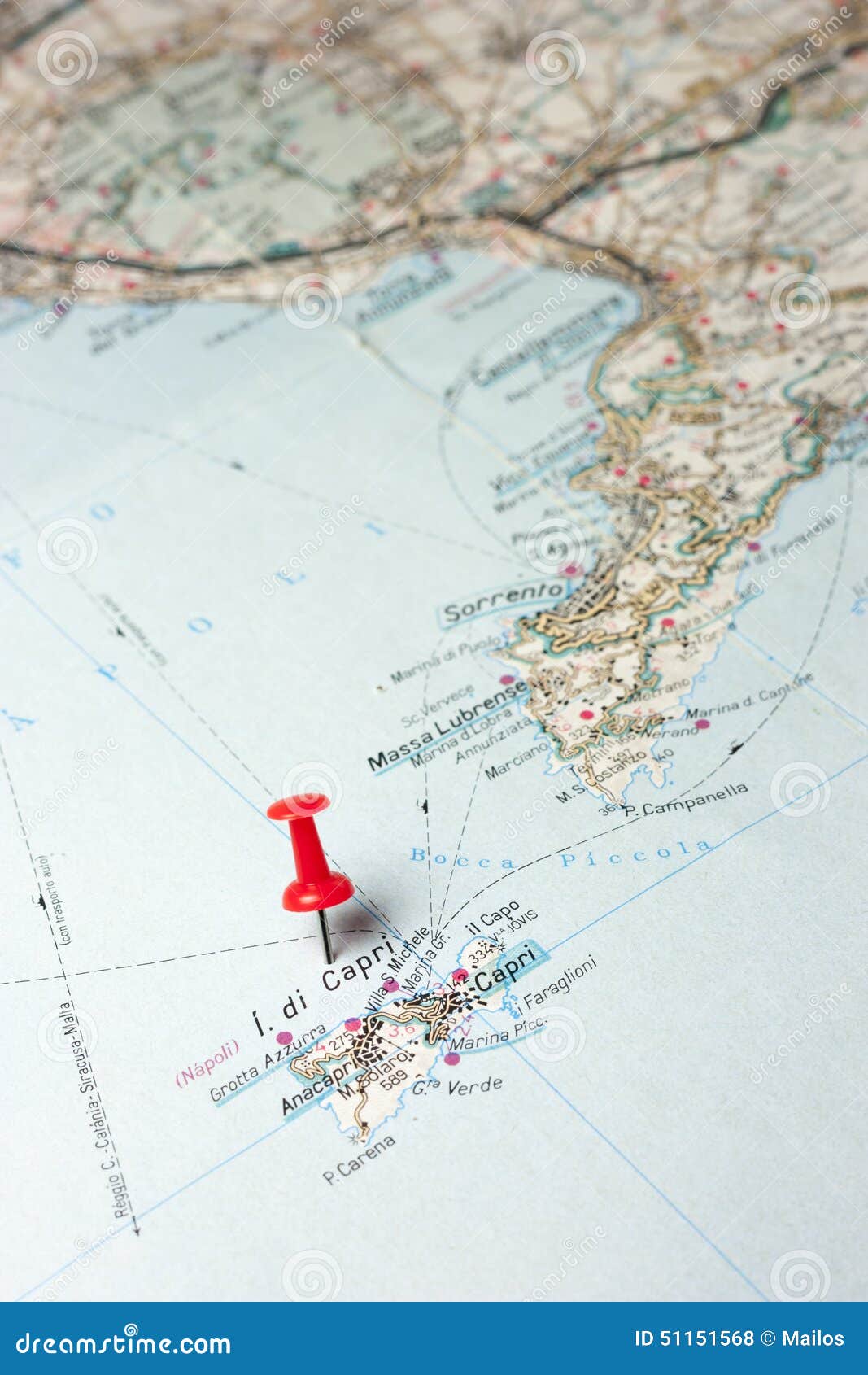 Capri island on a map stock photo. Image of campania - 51151568
