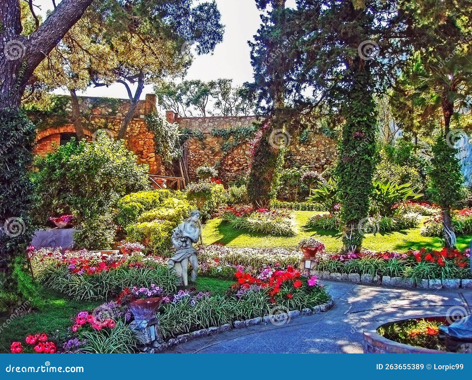 Gardens with Flowers and Plants in Capri, Italy Stock Image - Image of ...