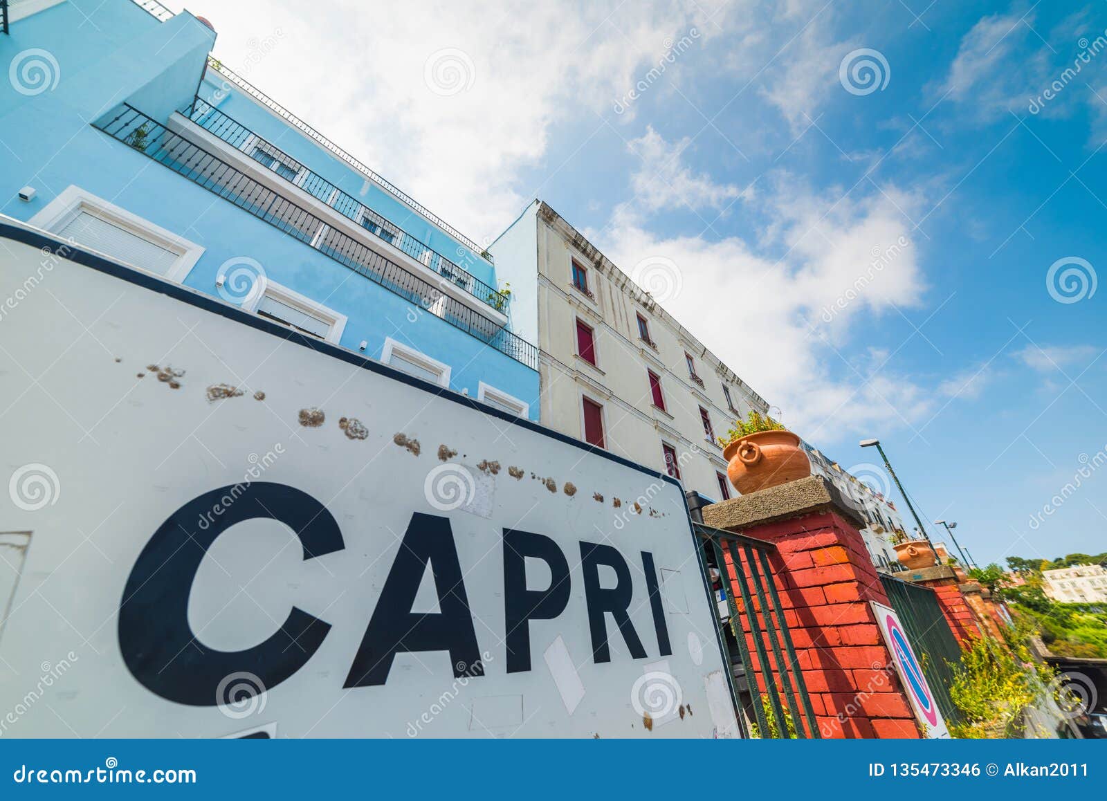 Capri Sign Under a Cloudy Sky in Springtime Stock Photo - Image of ...