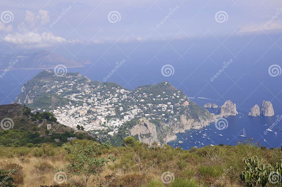 Capri View from Monte Solaro in Italy Stock Photo - Image of anacapri ...