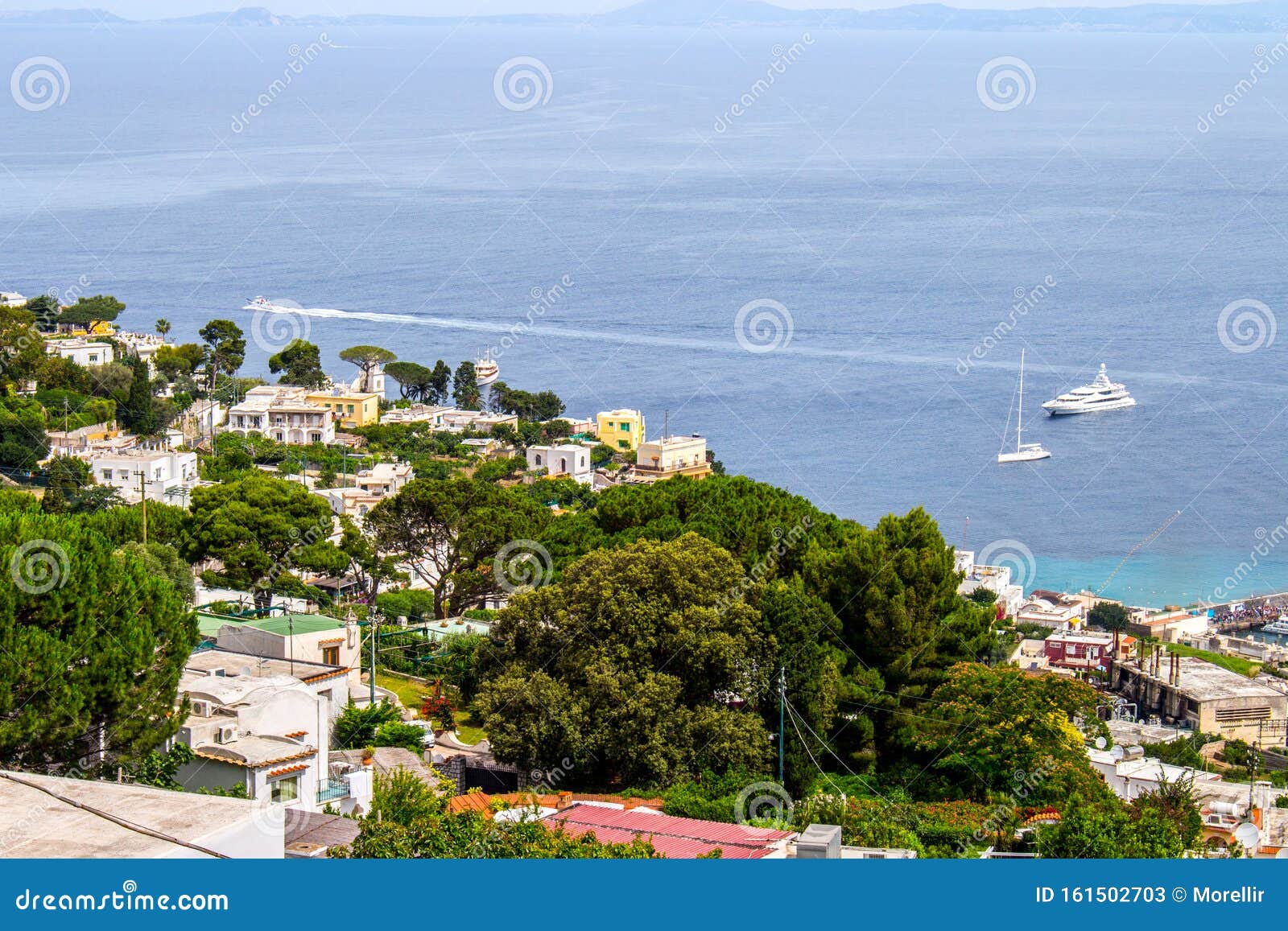 Capri, View of the Sea and the Ship Stock Image - Image of view ...